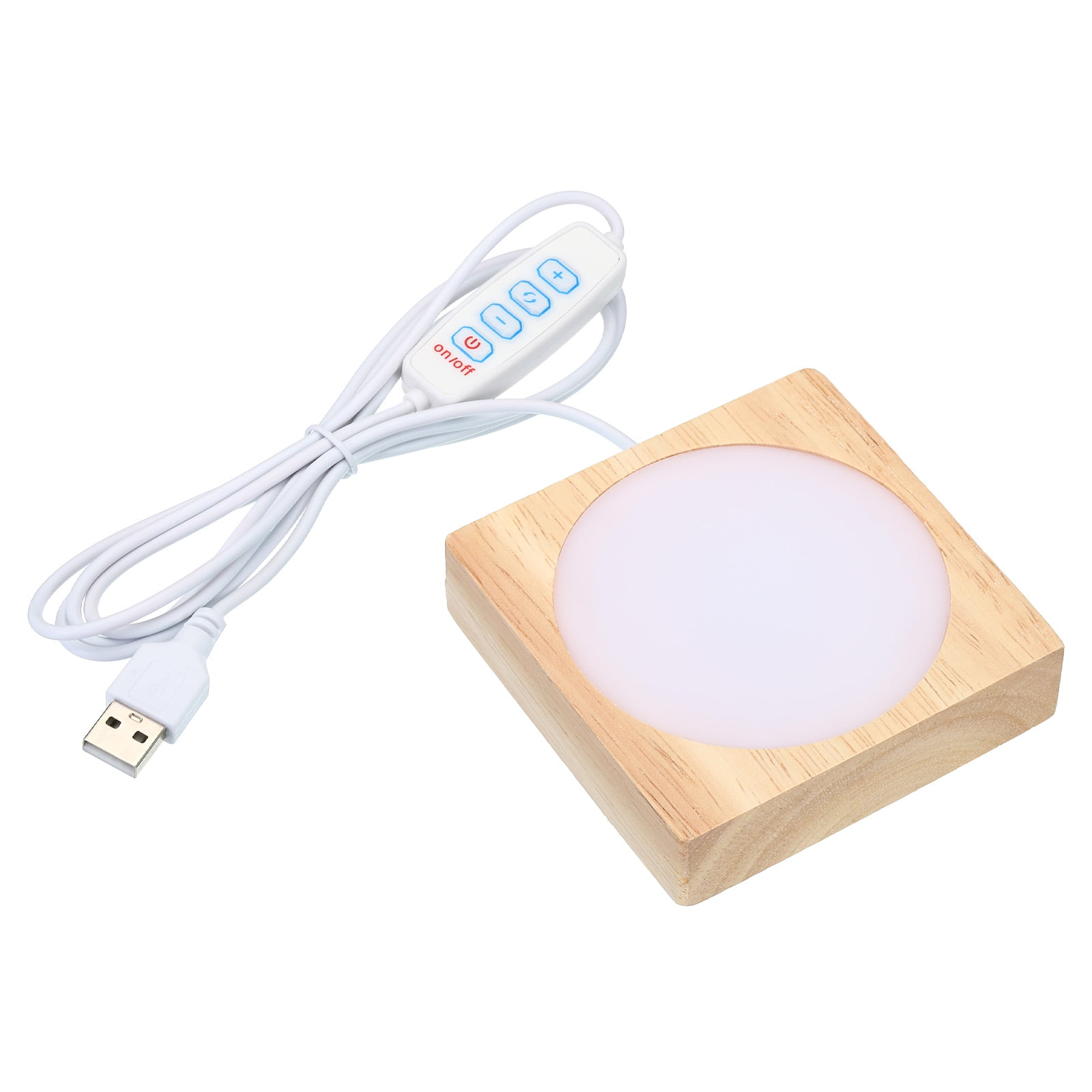 Uxcell 3.2x3.2 Inch Wooden LED Light Base, Wood Display Base Stand w ...