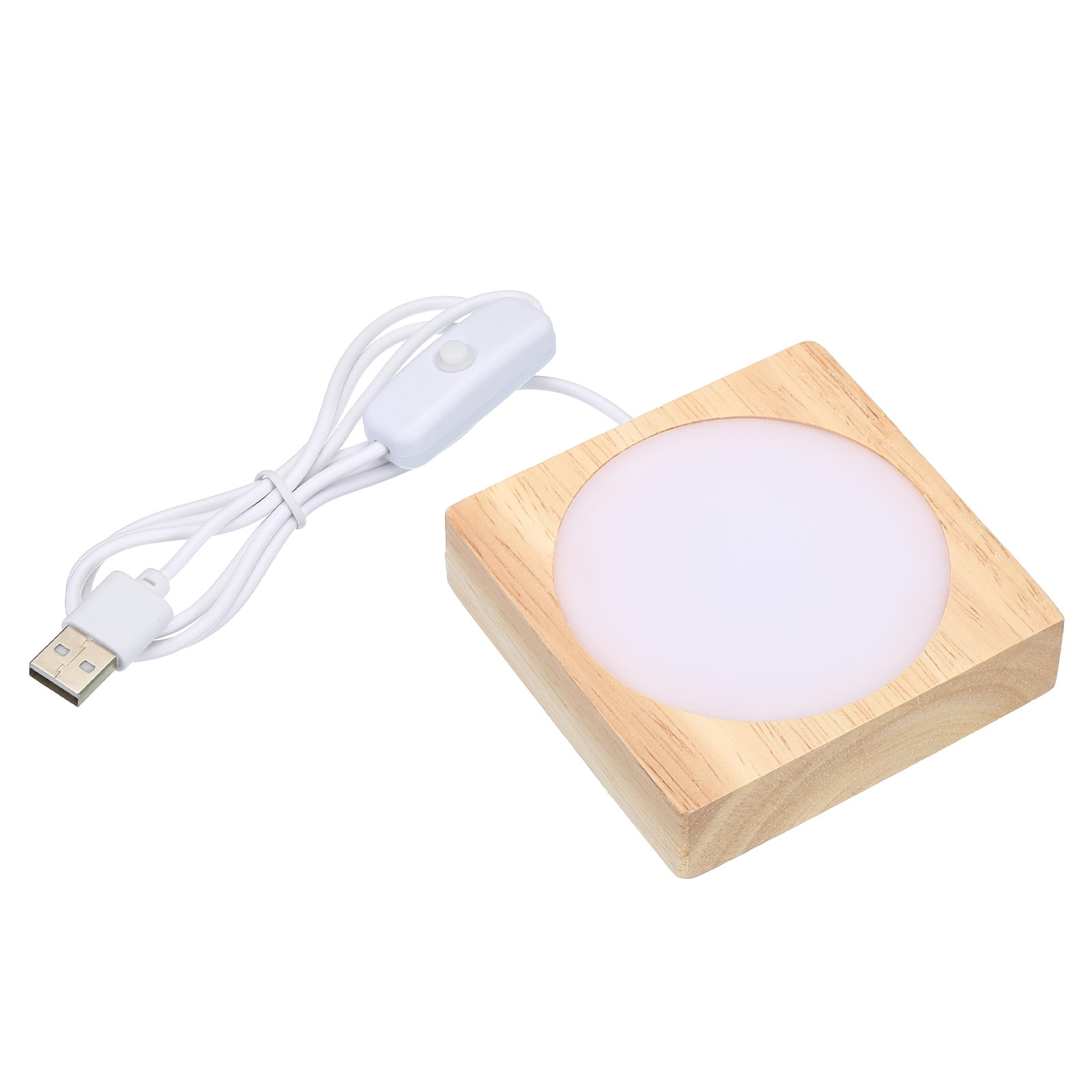 Uxcell 3.2x3.2 Inch Wooden LED Light Base, Wood Display Base Stand w ...