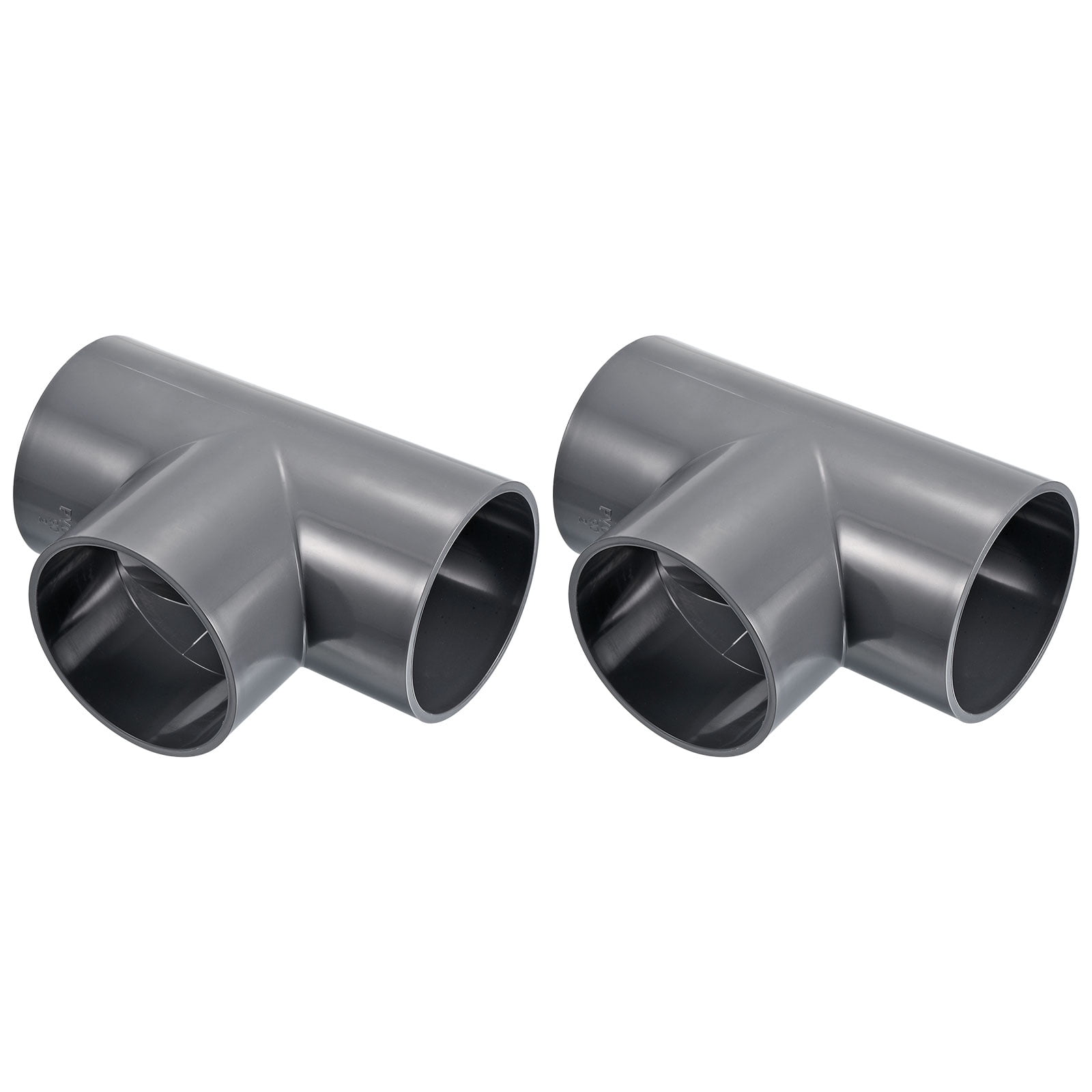 Uxcell 3 35/64" 3 Way Tee Pipe Fittings UPVC, 2 Pack Joint Coupling ...