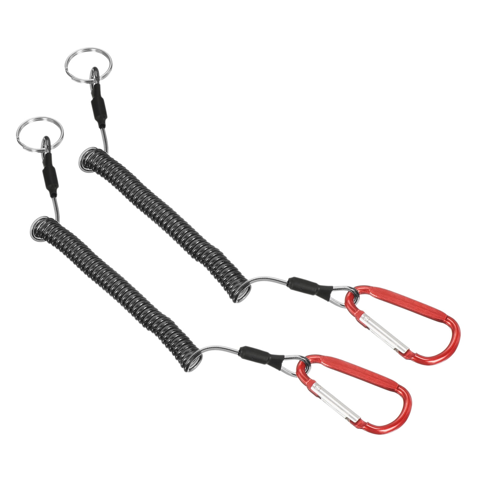 Uxcell 3.3ft Fishing Lanyard Coiled Ropes Retractable with Red Metal ...