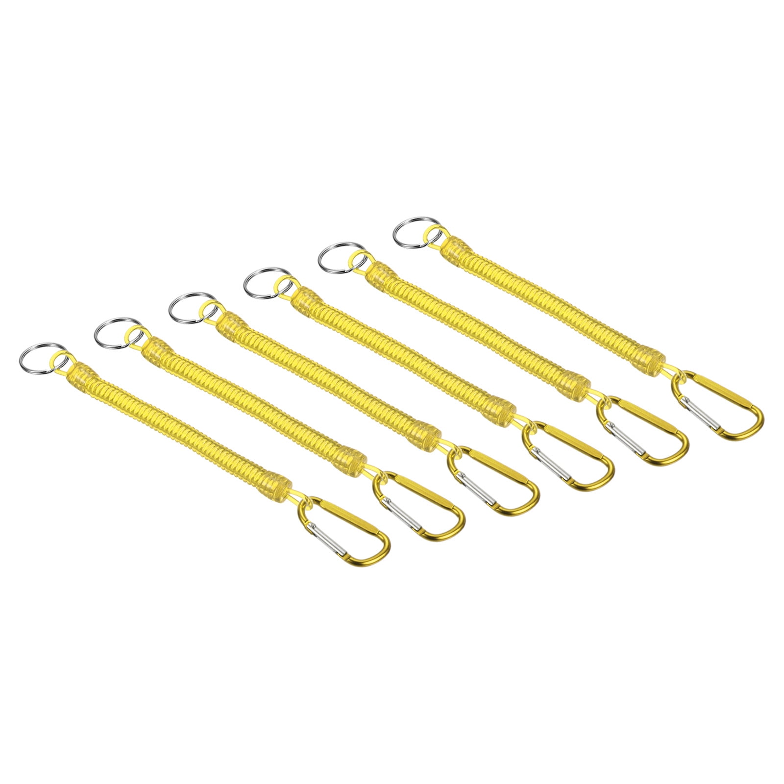 Uxcell 3.3ft Spring Spiral Fishing Lanyard Stretch Cord with Metal Clip ...