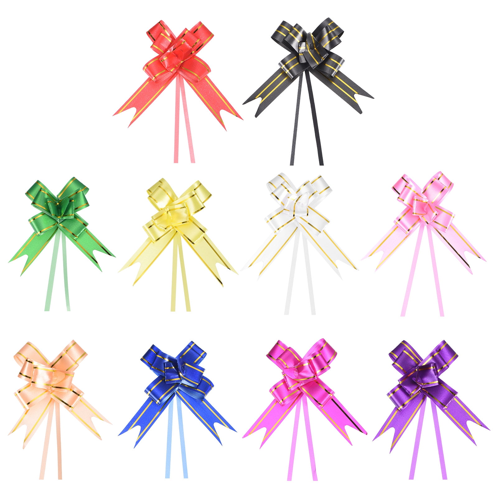 Uxcell 3.3inch Pull Bows Gift Wrapping Pull Bow Gold Thread Style ...
