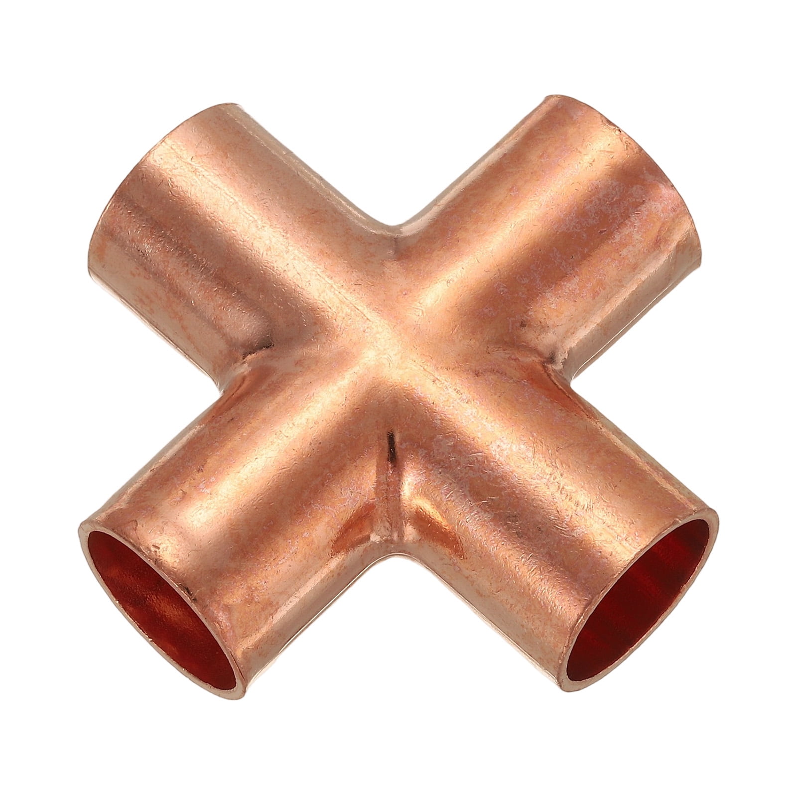 Uxcell Copper Cross Pipe Fitting 4 Way Welding Copper End Feed Equal ...