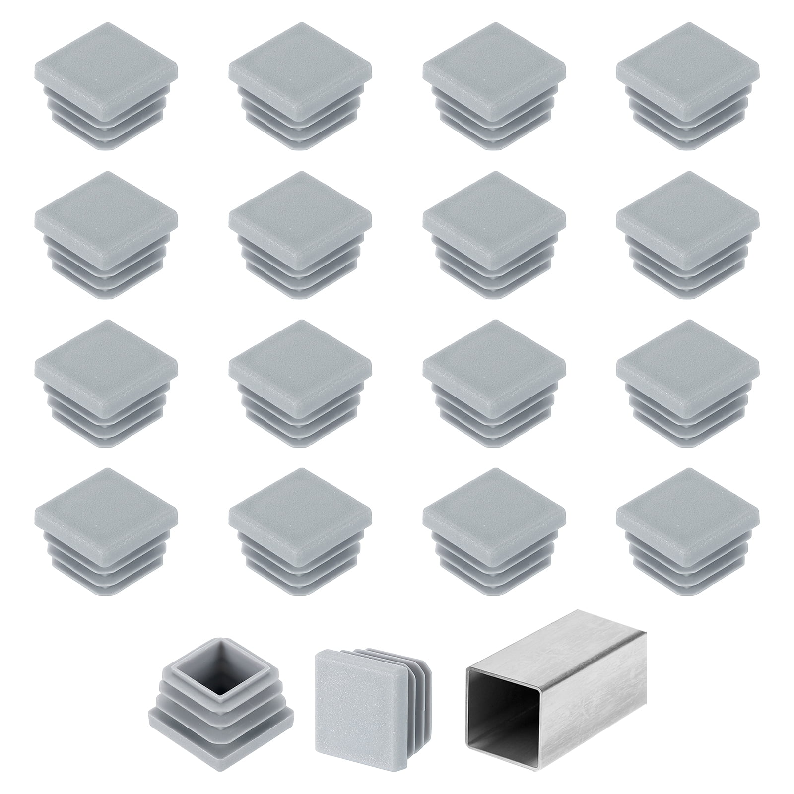 Uxcell 3/4" (20mm) Square Tubing End Caps, 50 Pcs Plastic Hole Plugs ...