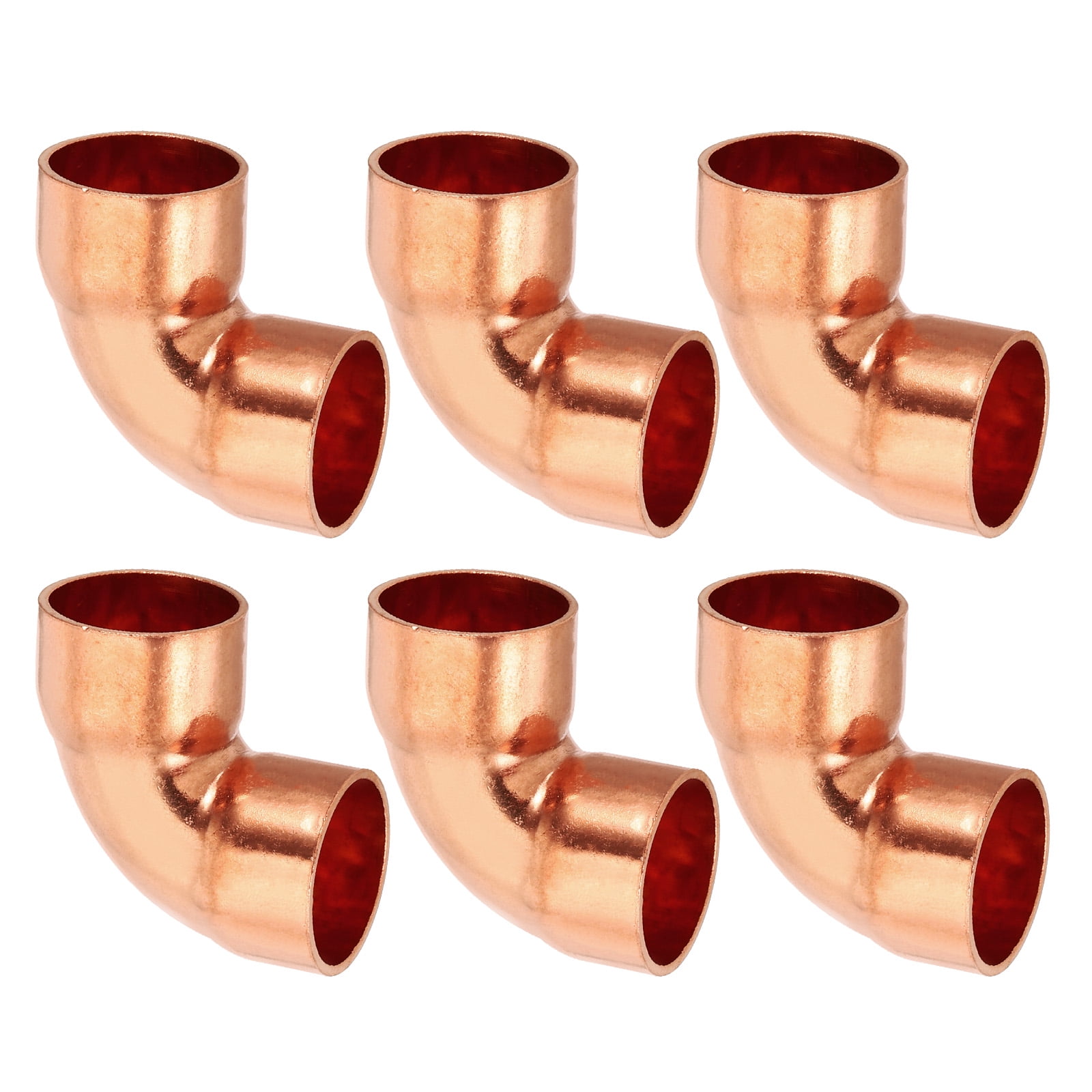 Uxcell 3/4" ID 0.04'' Thick Elbow Copper Fitting 6 Pcs Short Radius ...