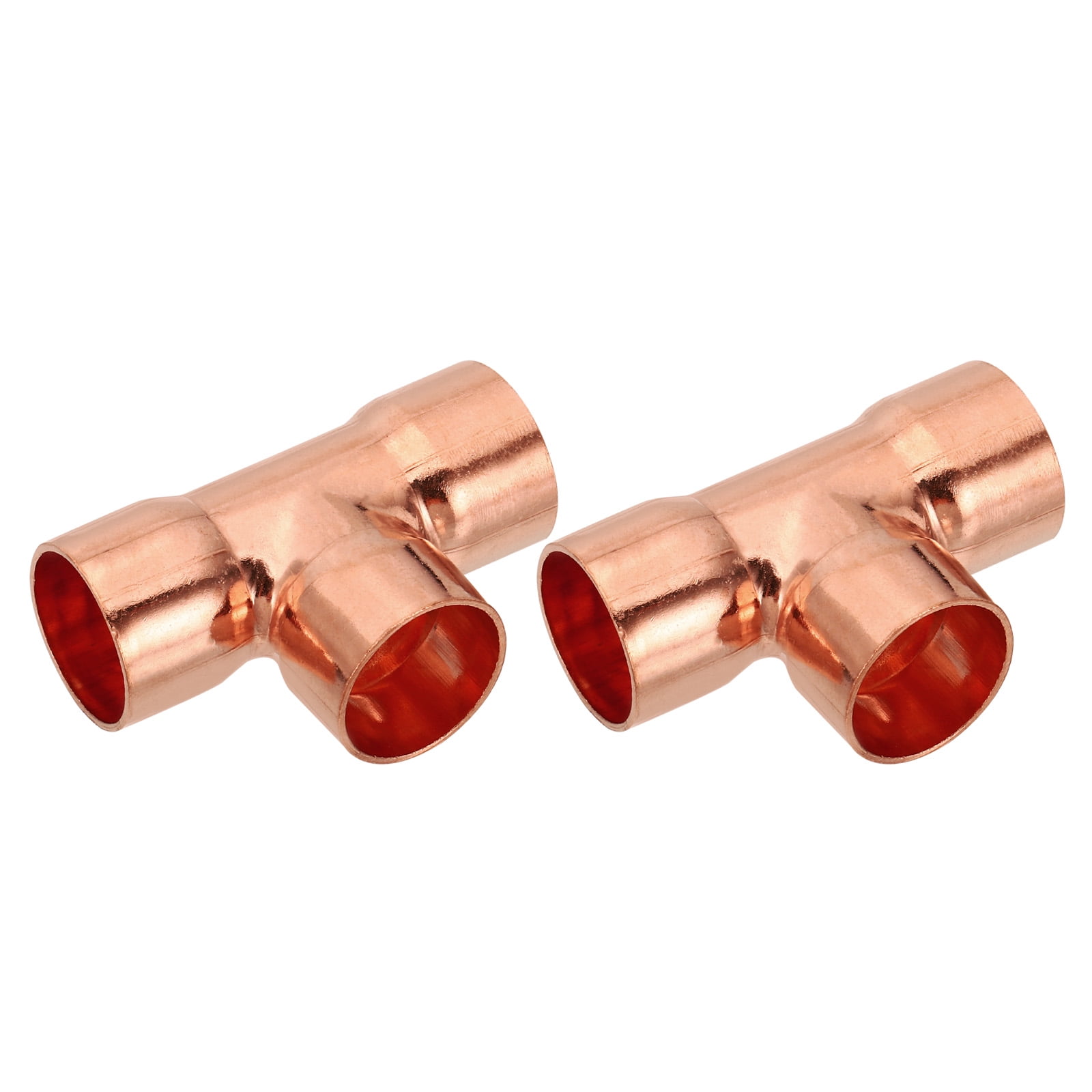 Uxcell 3/4" ID 1mm Thick Tee Copper Fitting, 2pcs 99.9% 3 Way Pure ...