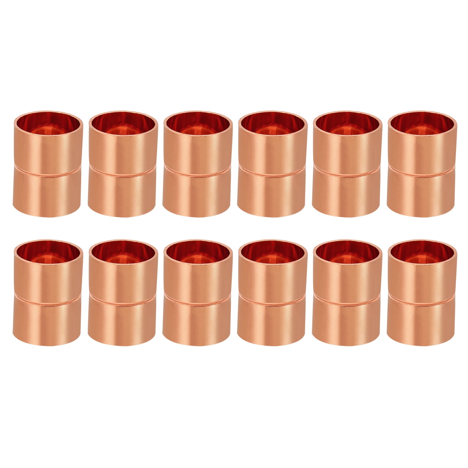 Uxcell 3/4" ID Copper Coupling Fittings, 12 Pcs Rolled Tube Stop ...