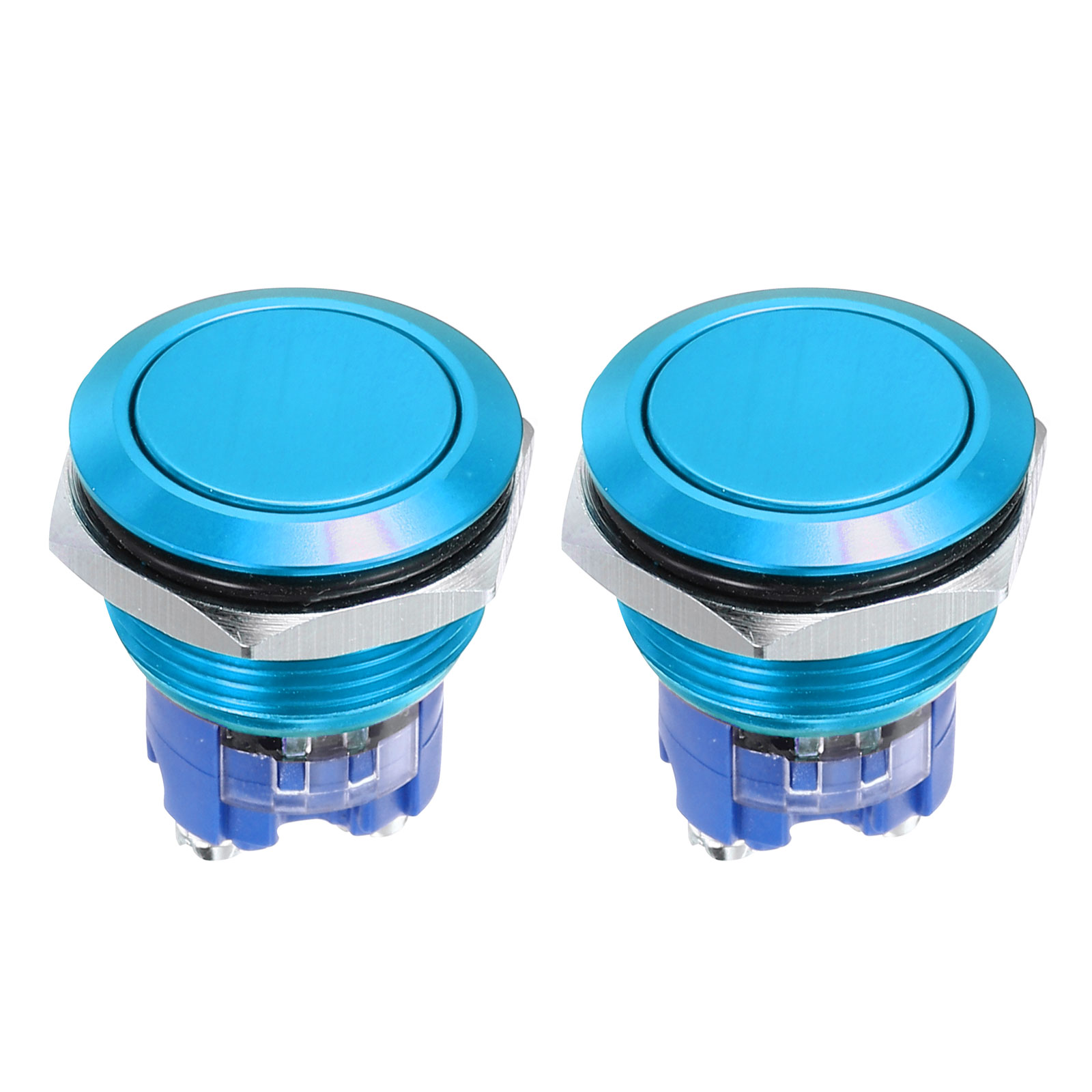 Uxcell 3/4" Latching Push Button Switch Flat Head Blue Shell With Screw ...