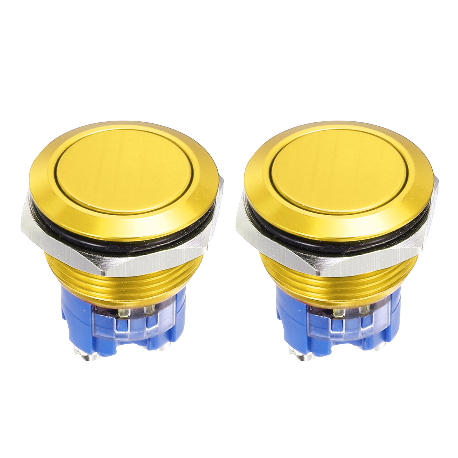 Uxcell 3/4" Latching Push Button Switch Flat Head Gold Shell With Screw ...