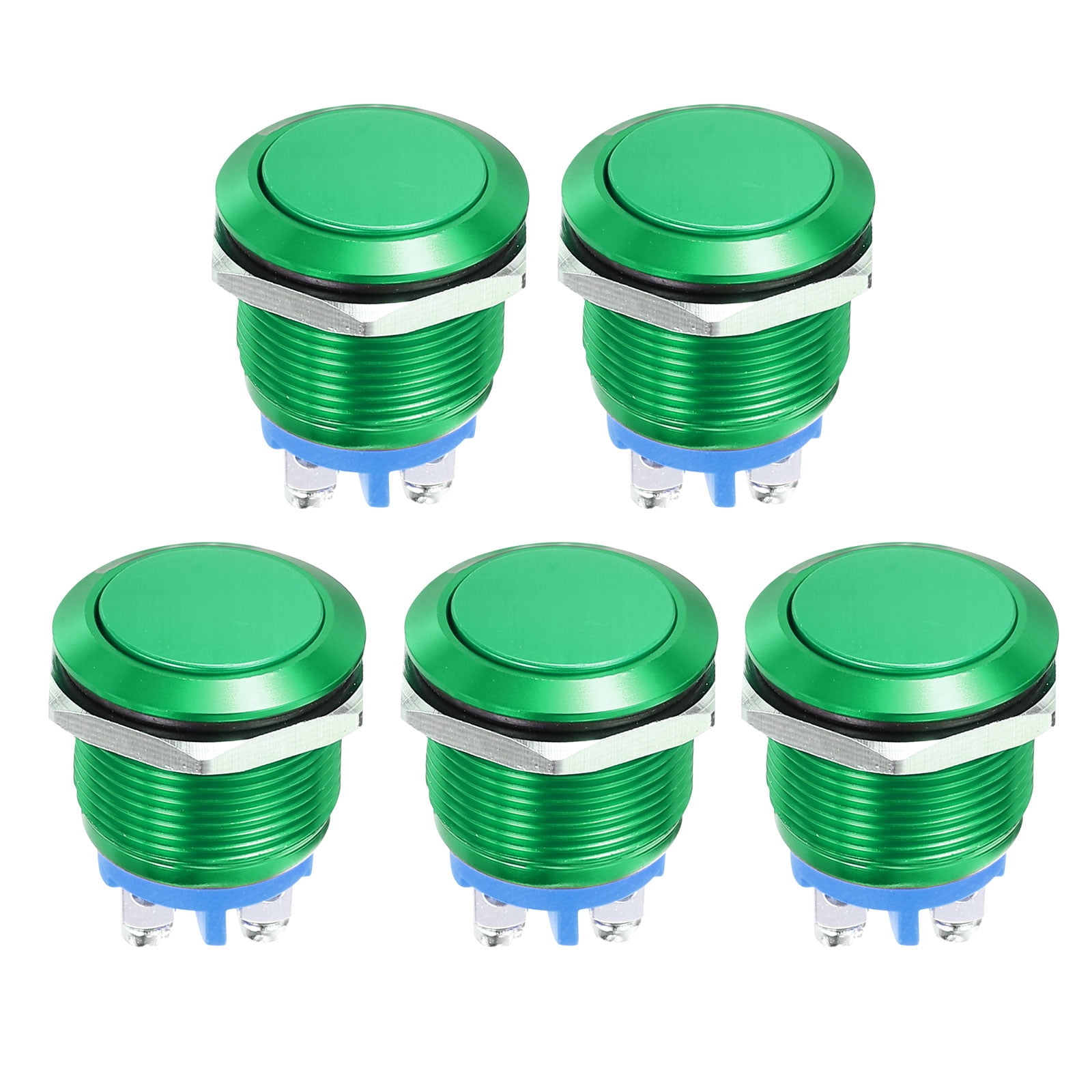 Uxcell 3/4" Momentary Push Button Switch Flat Head Green Shell With ...