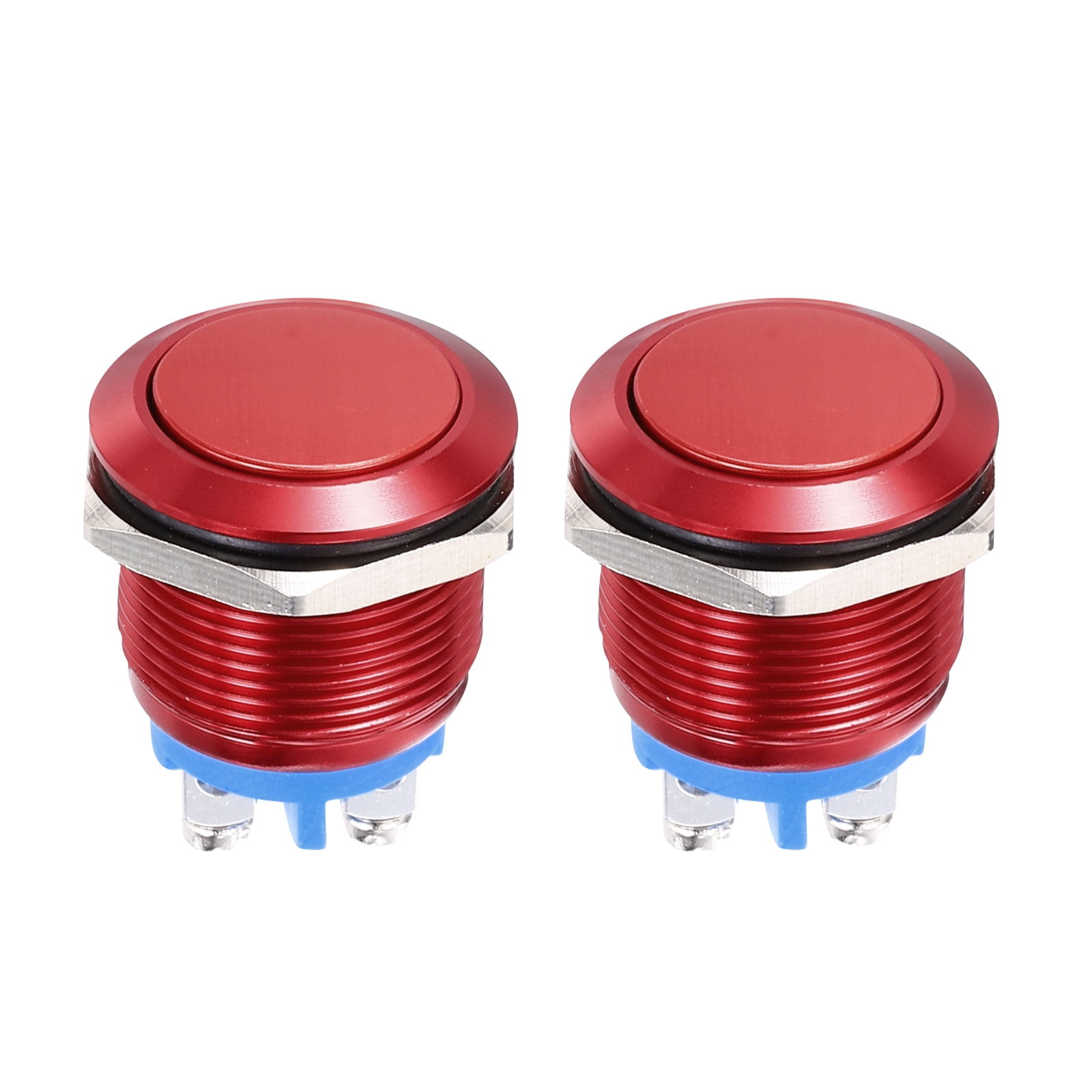 Uxcell 3/4" Momentary Push Button Switch Flat Head Red Shell With Screw ...