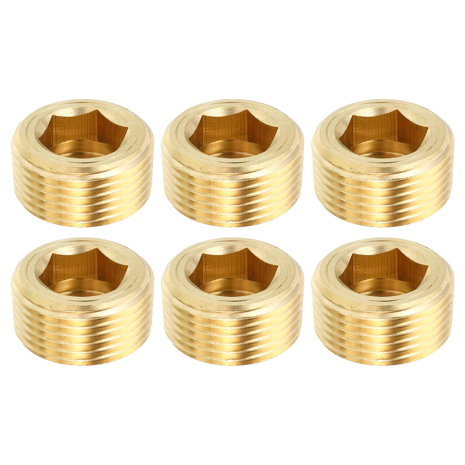 Uxcell 3/4" NPT Brass Hex Countersunk Plugs Counter Sunk Internal Hex Thread Socket Pipe Plugs ...