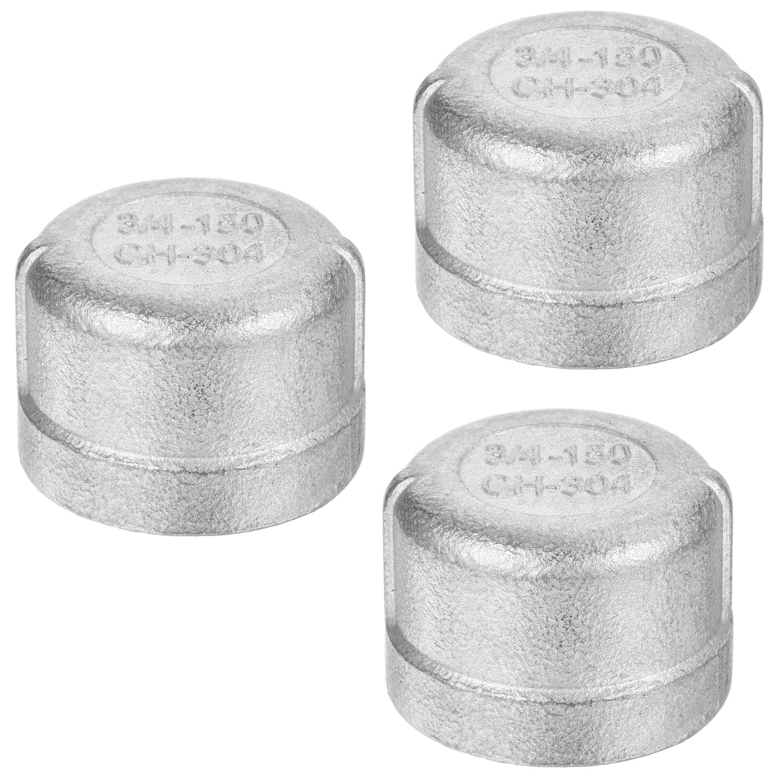 Uxcell 3/4" NPT Pipe Fitting Cap, 3 Pack Stainless Steel Pipe Cap for ...