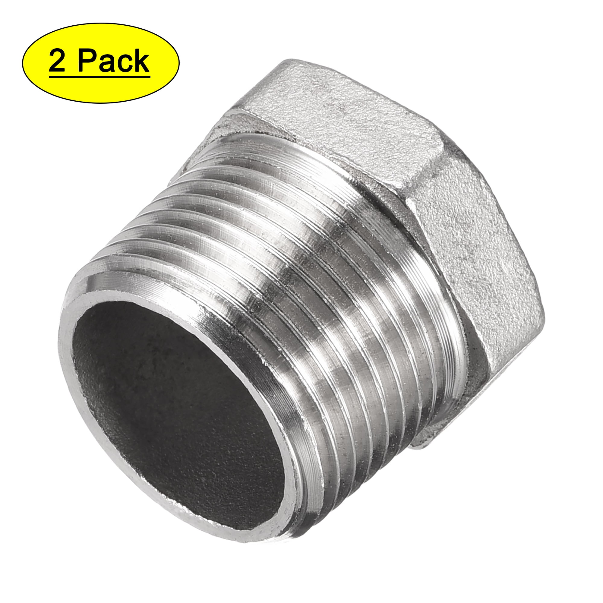 Uxcell 3/4 PT Male to 1/4 PT Female 304 Stainless Steel Pipe Fitting Reducing Hex Bushing 2 Pack ...