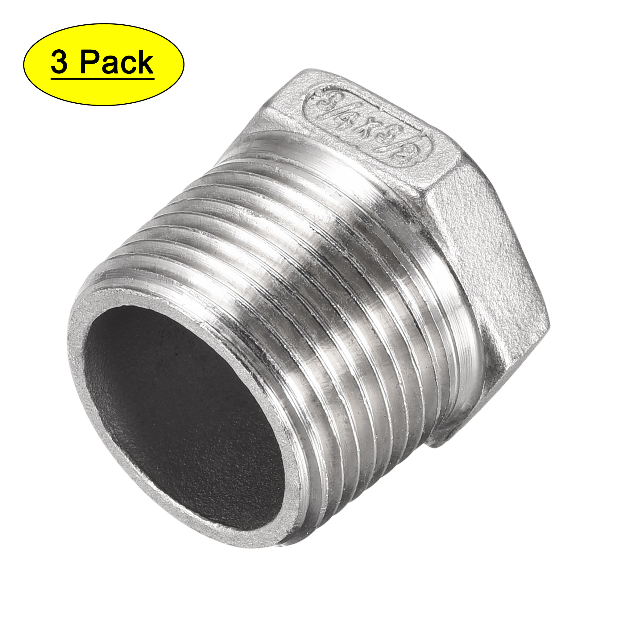 Uxcell 3/4 PT Male to 3/8 PT Female 304 Stainless Steel Pipe Fitting Reducing Hex Bushing 3 Pack ...