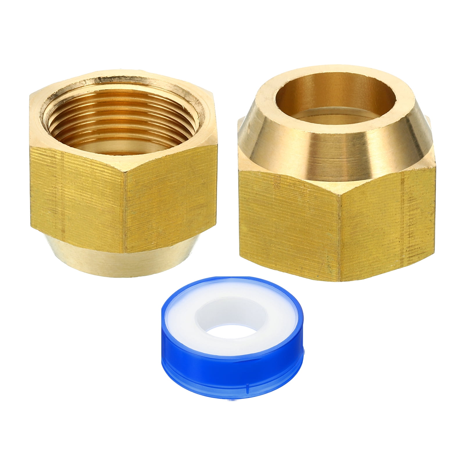 Uxcell 3/4 SAE Brass Flare Nut, 2 Pack 45 Degree Copper Flared Tube ...