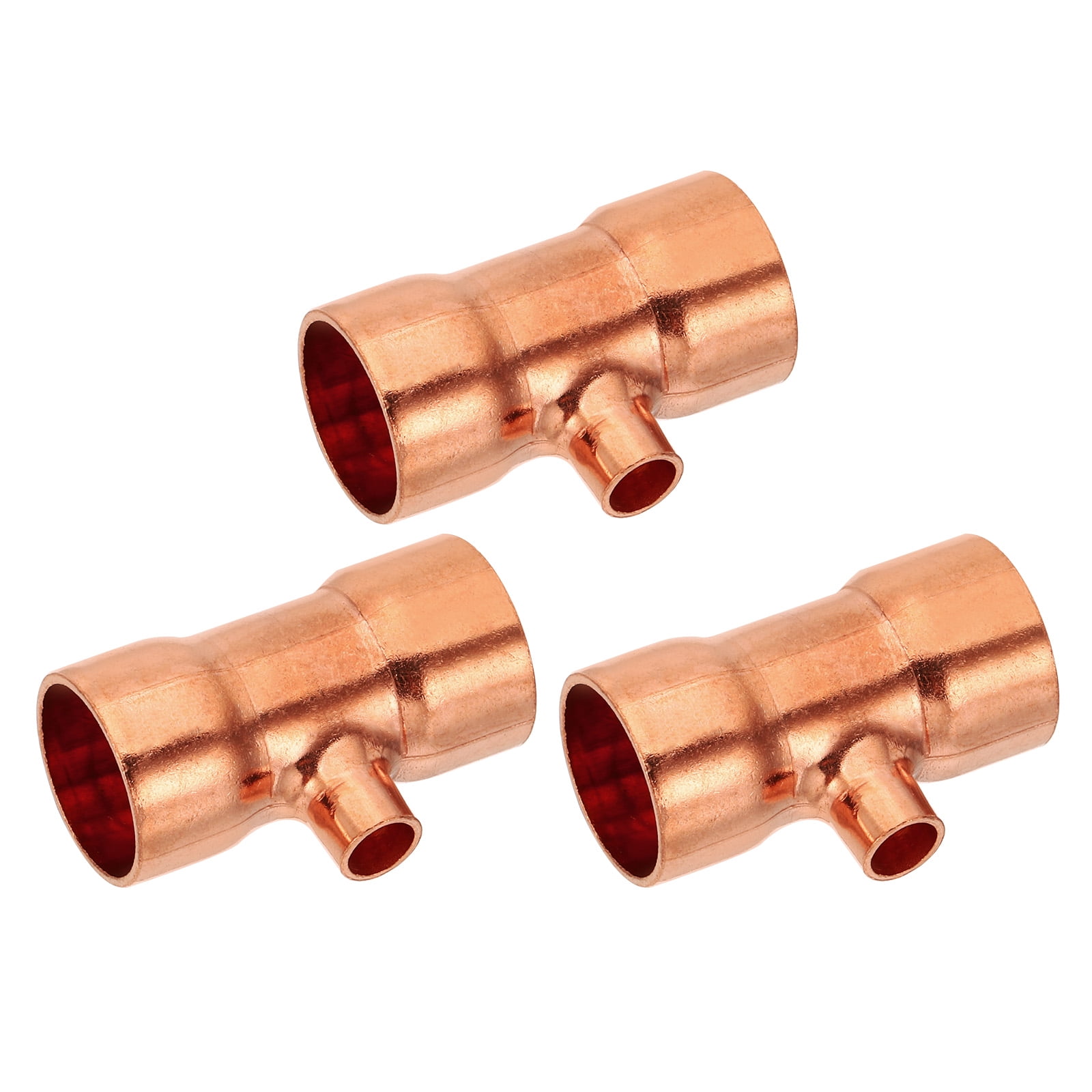 Uxcell 3/4" x 1/4" x 3/4" ID Reducing Tee Copper Fitting, 3pcs Copper ...