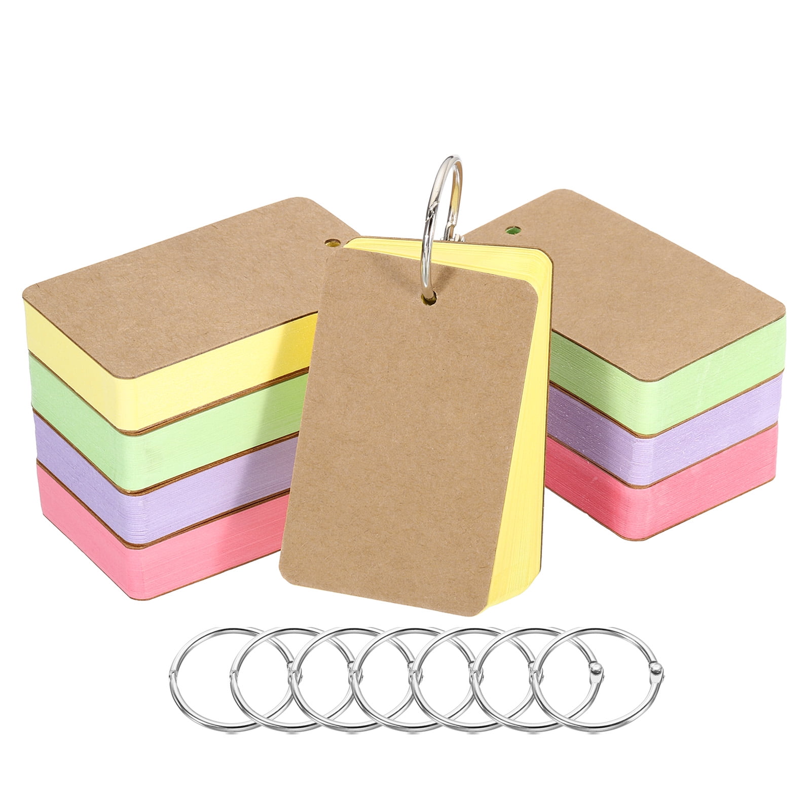 Uxcell 3.5" x 2" Blank Flash Cards with Rings Study Cards Index Cards ...