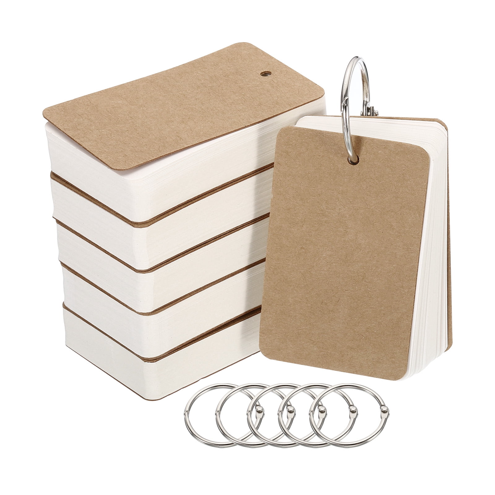 Uxcell 3.5" x 2" Blank Flash Cards with Rings Study Cards Index Cards ...