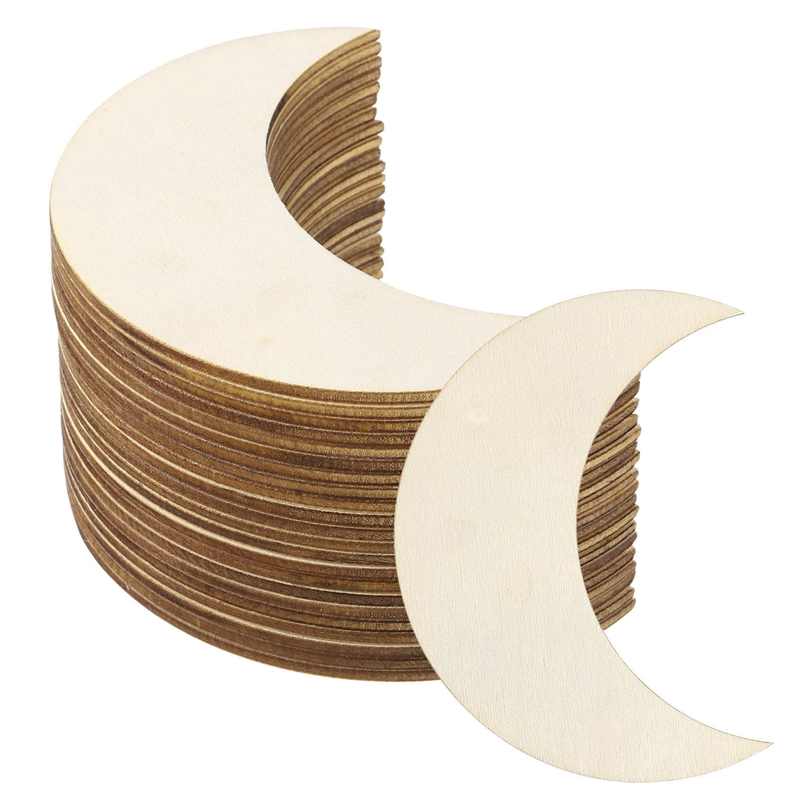 Uxcell 3.5"x1.4" Wooden Moon, 50 Pack Unfinished Wood Moon Blank Wooden ...