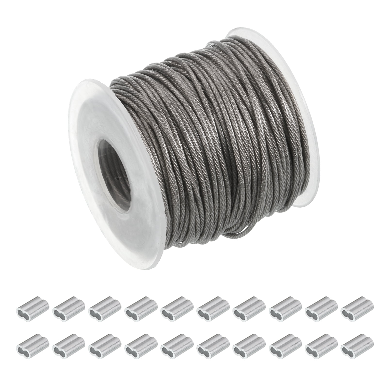 Uxcell 3/50" OD 98.4 Ft 304 Stainless Steel Cable Wire Rope with ...