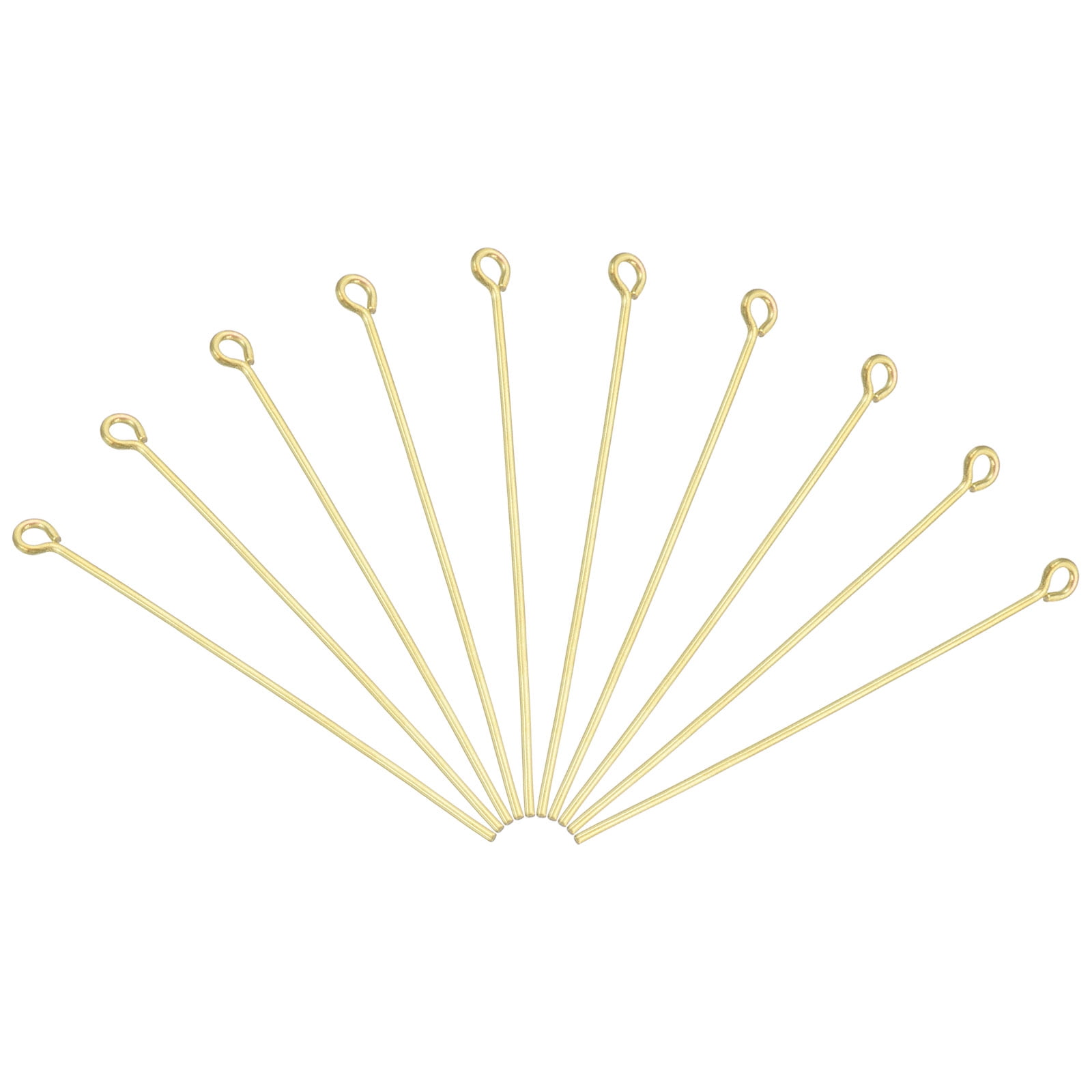 Uxcell 3.5mm OD x 50mm L Metal Wire Eye Pins Mini Eye Pin Golden 100 ...
