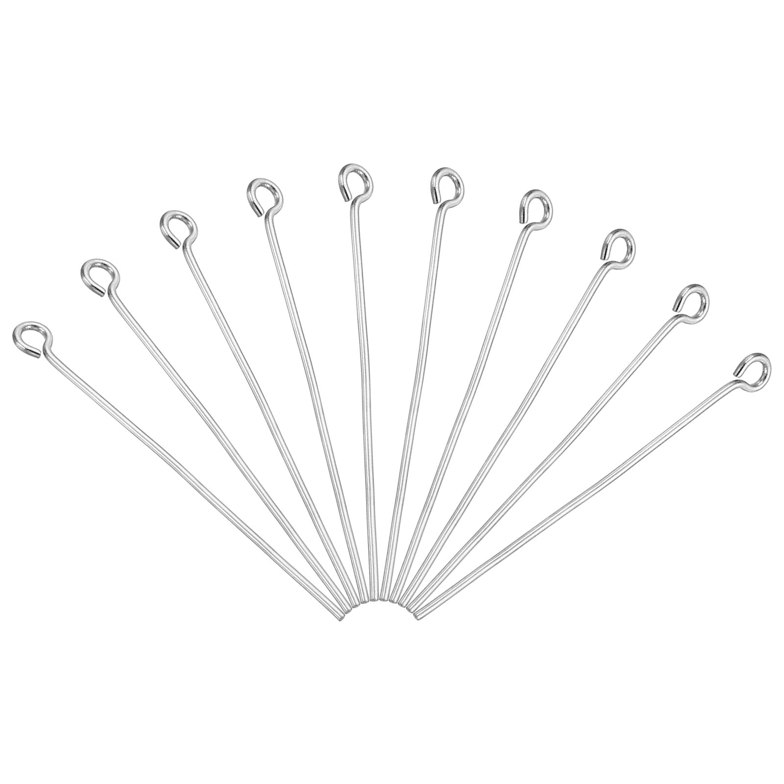 Uxcell 3.5mm OD x 50mm L Metal Wire Eye Pins Mini Eye Pin Silver 100 ...