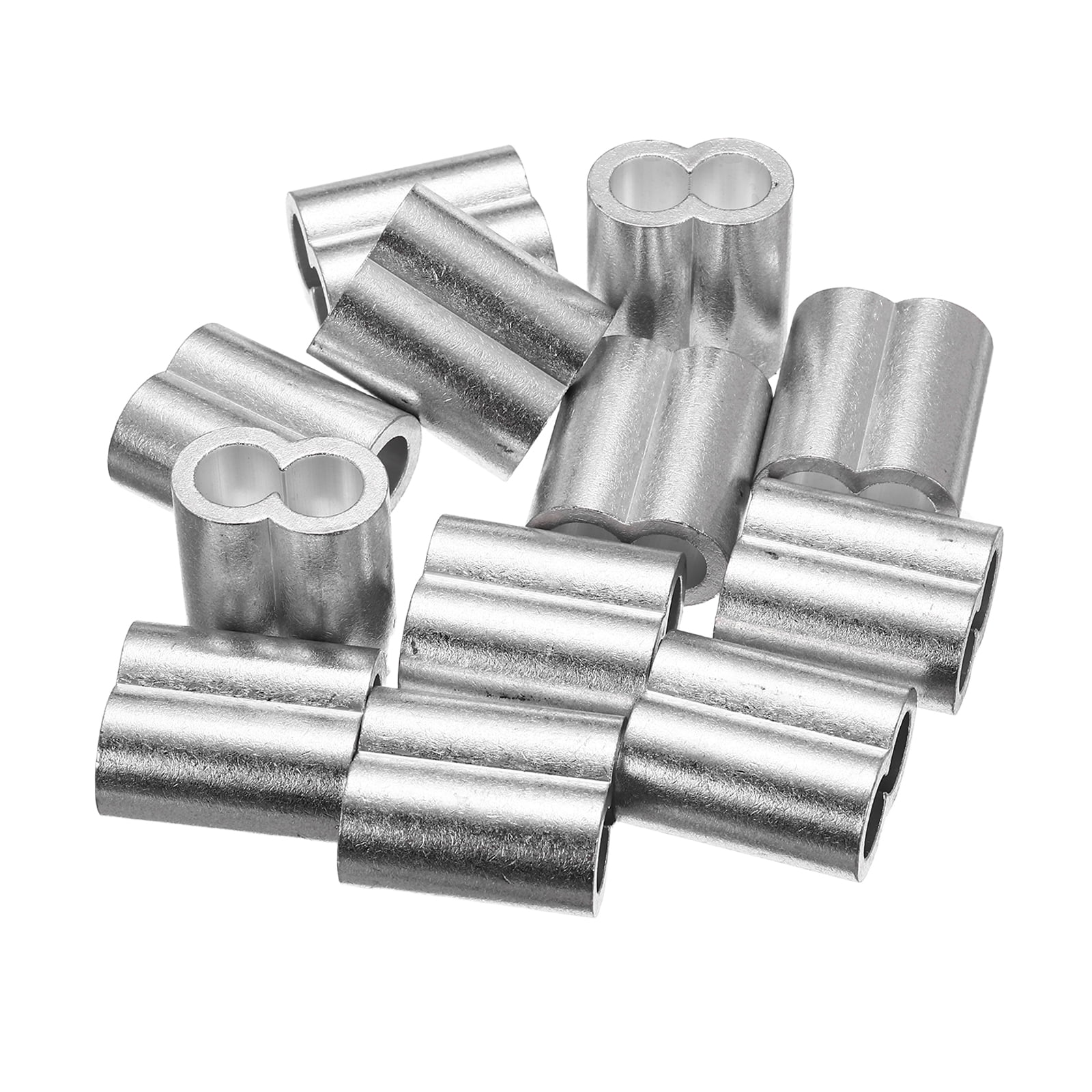 Uxcell 3/8"(10mm) Aluminum Crimping Loop Sleeve, Double Hole Cable ...