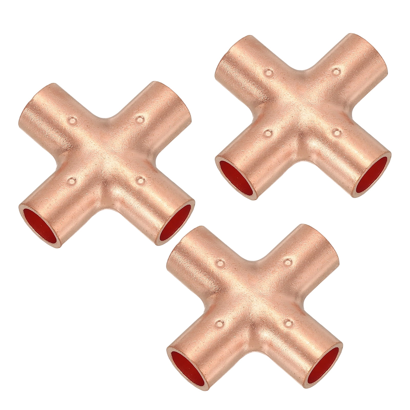 Uxcell Copper Cross Pipe Fitting 4 Way Welding Copper End Feed Equal ...