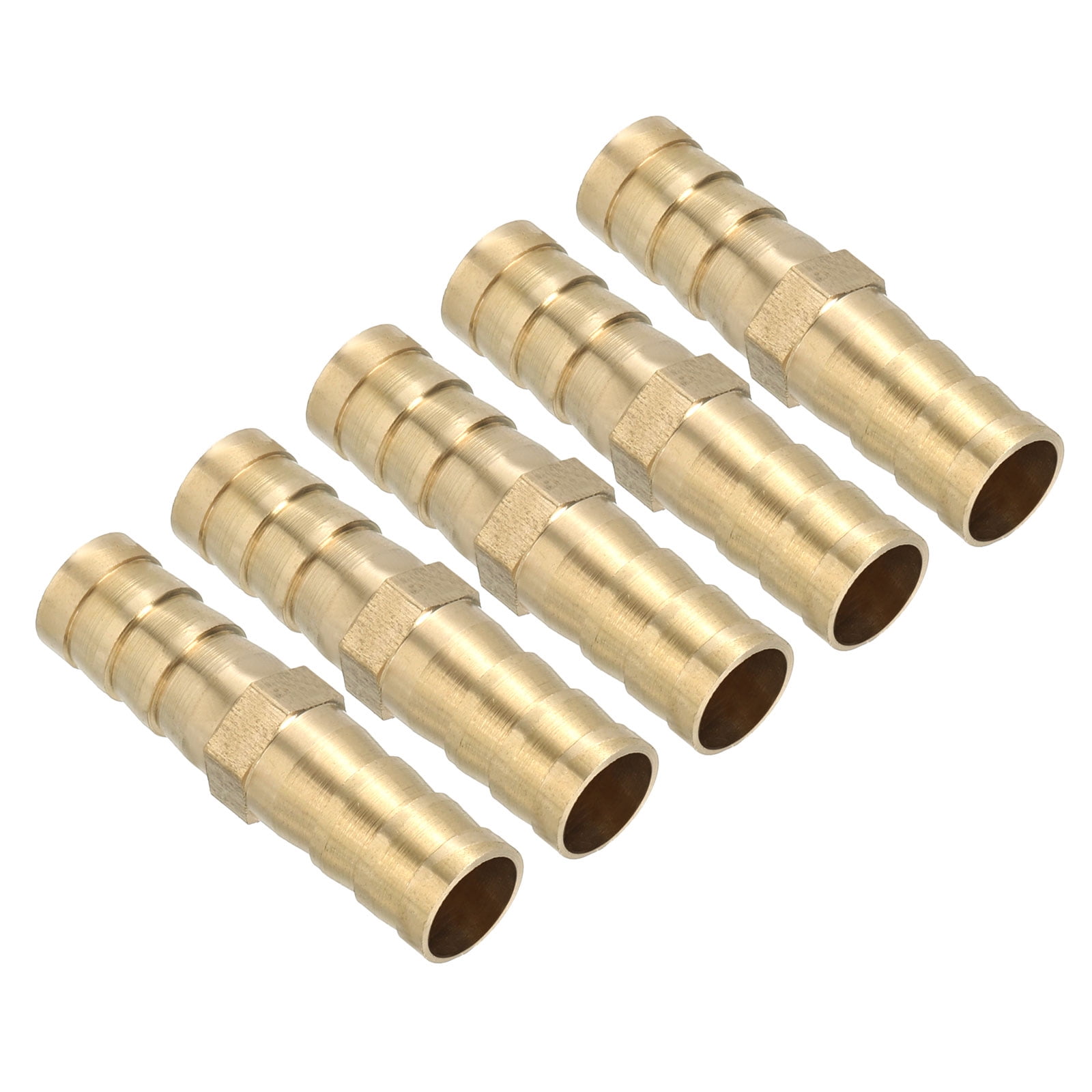 Uxcell 3/8" Brass Hose Barb Fitting, Straight Barb Union Fittings ...
