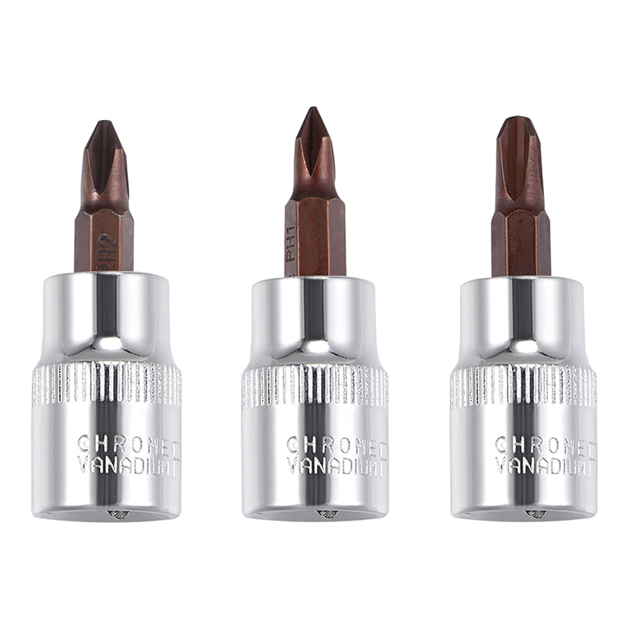 Uxcell 3/8" Drive x PH1 - PH3 Phillips Bit Socket Set, S2 Steel Bits ...