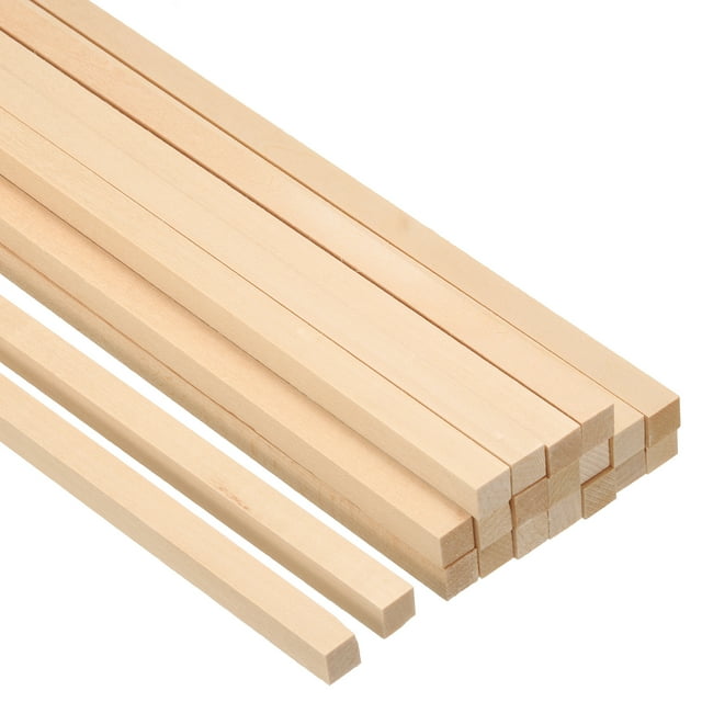 Uxcell 3/8 Inch Dowel Rods Wood Sticks 10 Inch Long Square Wooden ...