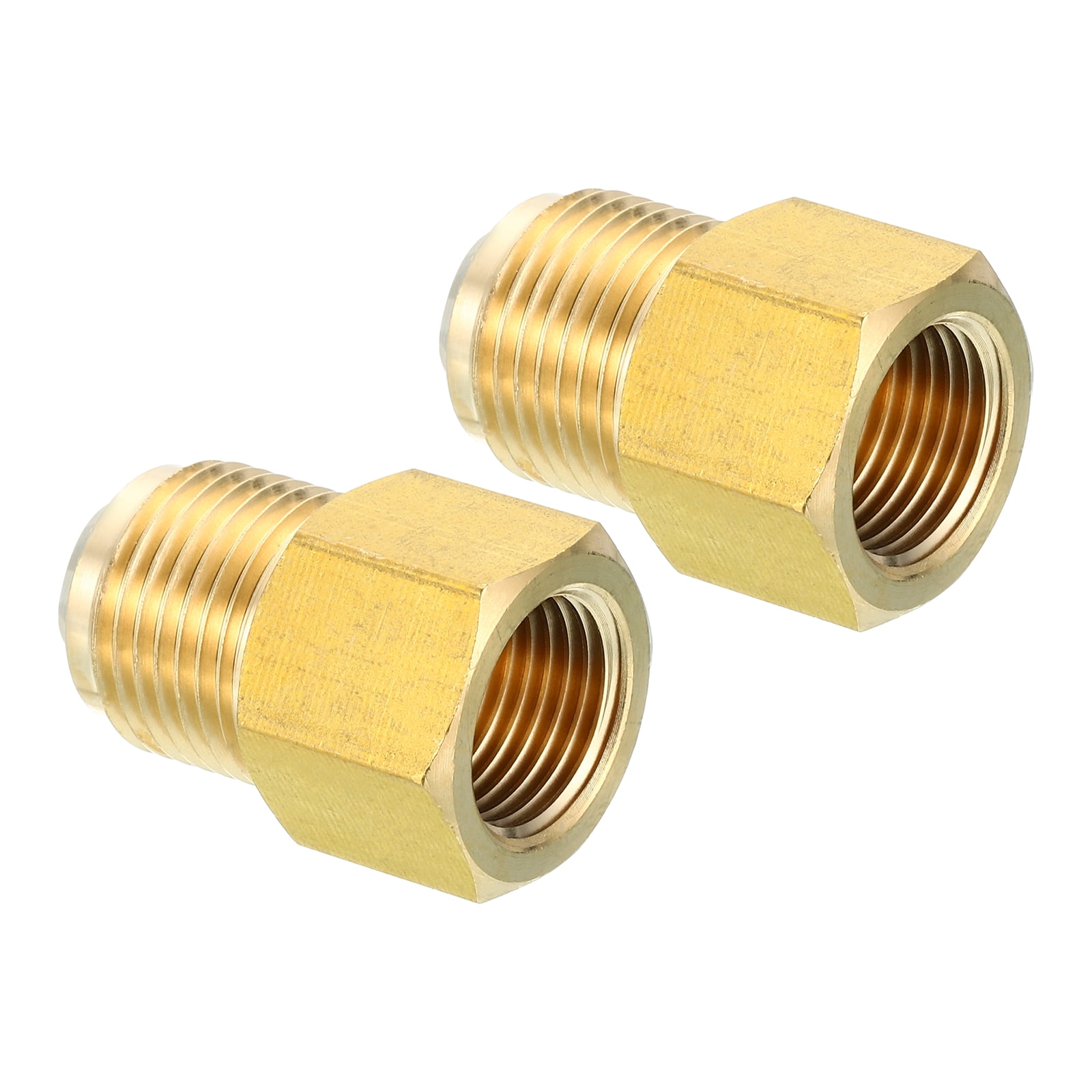 Uxcell 2 pcs Flare Connector SAE 45 Degree Flare Brass Adapter Flare Pipe Fitting 3/8" Female ...