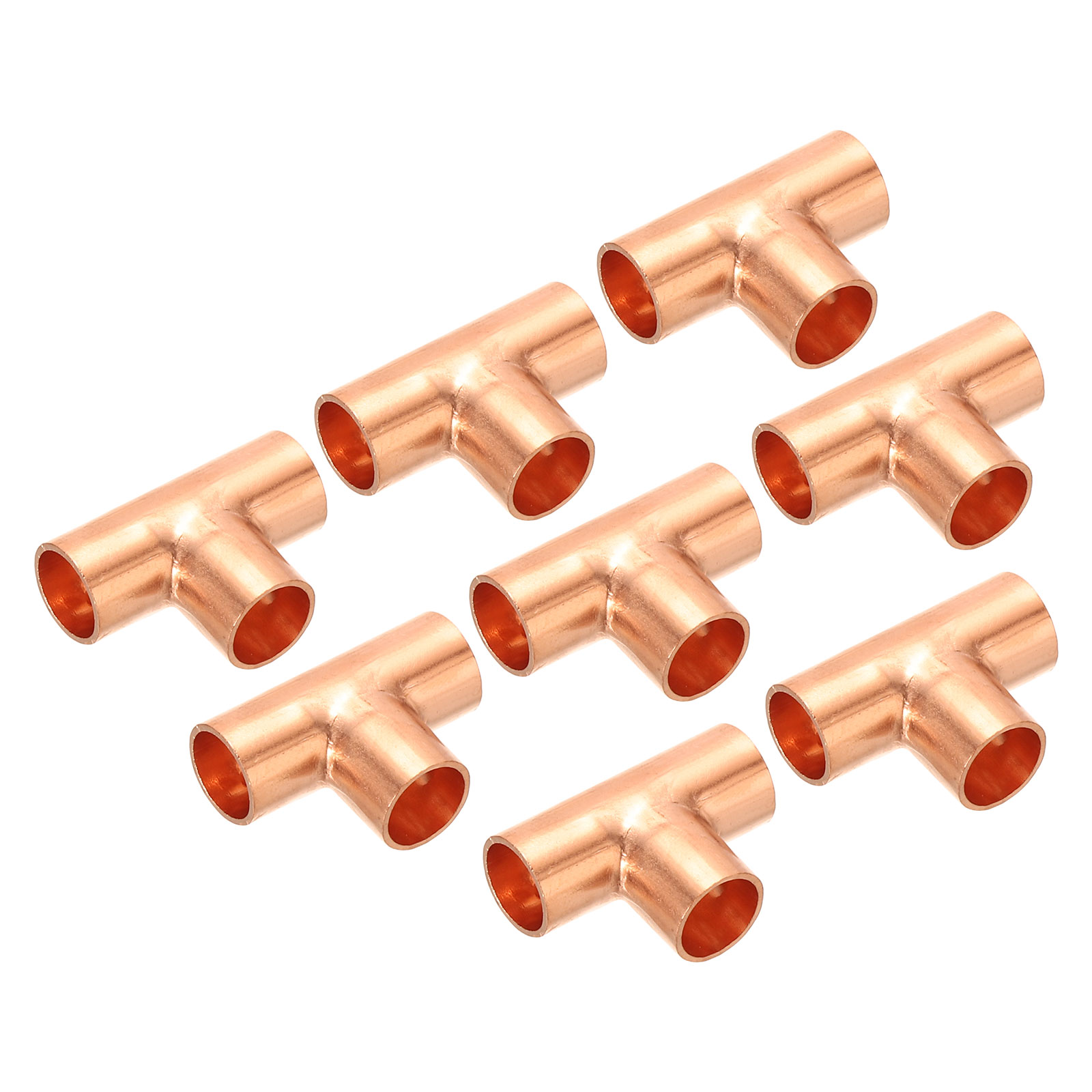 Uxcell 3/8 Inch ID Tee Copper Fitting, 8 Pack 3 Way Welding Joint ...