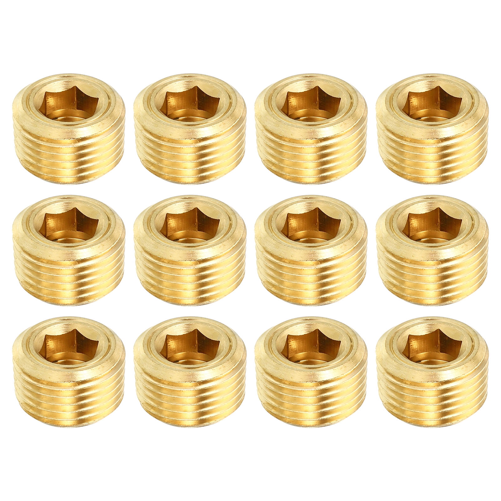 Uxcell 3/8" NPT Brass Hex Countersunk Plugs Counter Sunk Internal Hex Thread Socket Pipe Plugs ...
