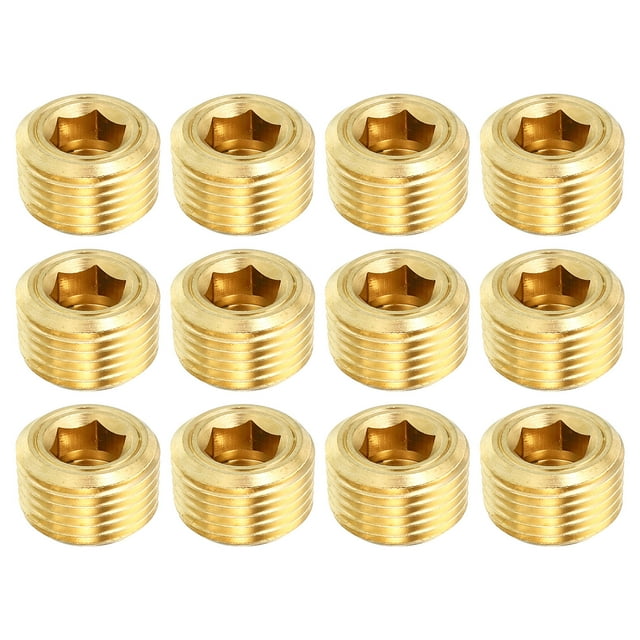 Uxcell 3/8" NPT Brass Hex Countersunk Plugs Counter Sunk Internal Hex Thread Socket Pipe Plugs ...