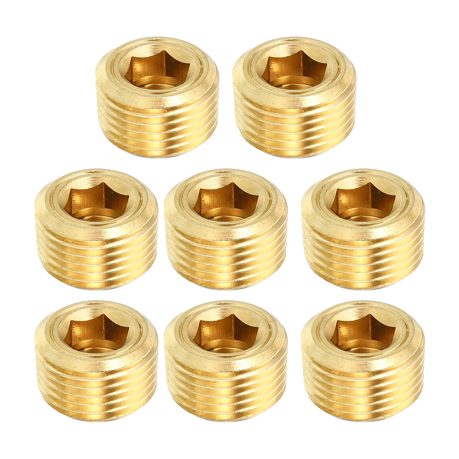 Uxcell 3/8" NPT Brass Hex Countersunk Plugs Counter Sunk Internal Hex Thread Socket Pipe Plugs ...