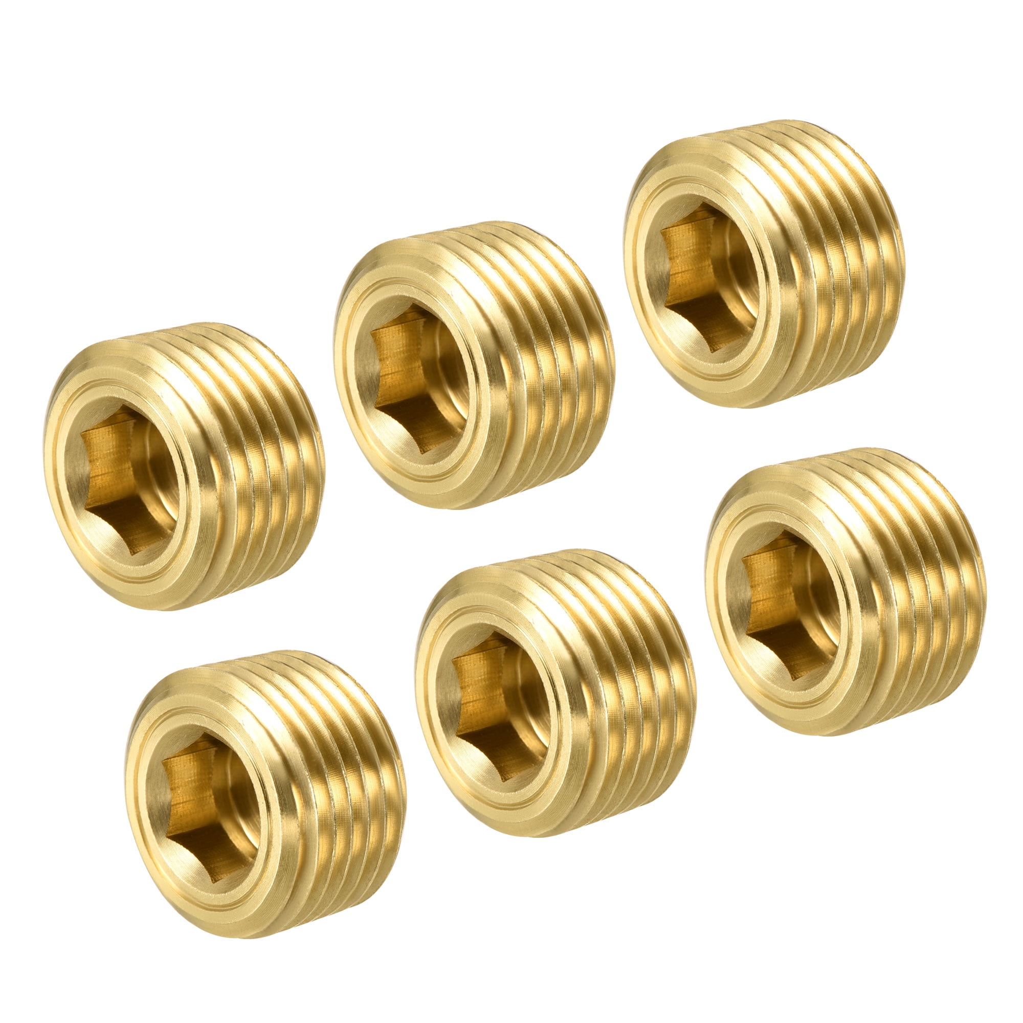 Uxcell 3/8" NPT Male Thread Hex Internal Head Socket Fitting Brass Pipe ...