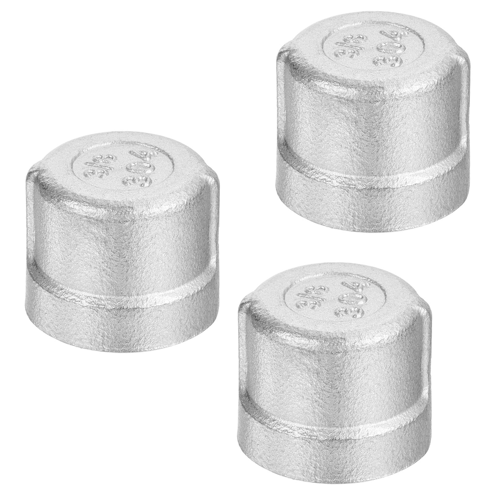 Uxcell 3/8" NPT Pipe Fitting Cap, 3 Pack Stainless Steel Pipe Cap for ...
