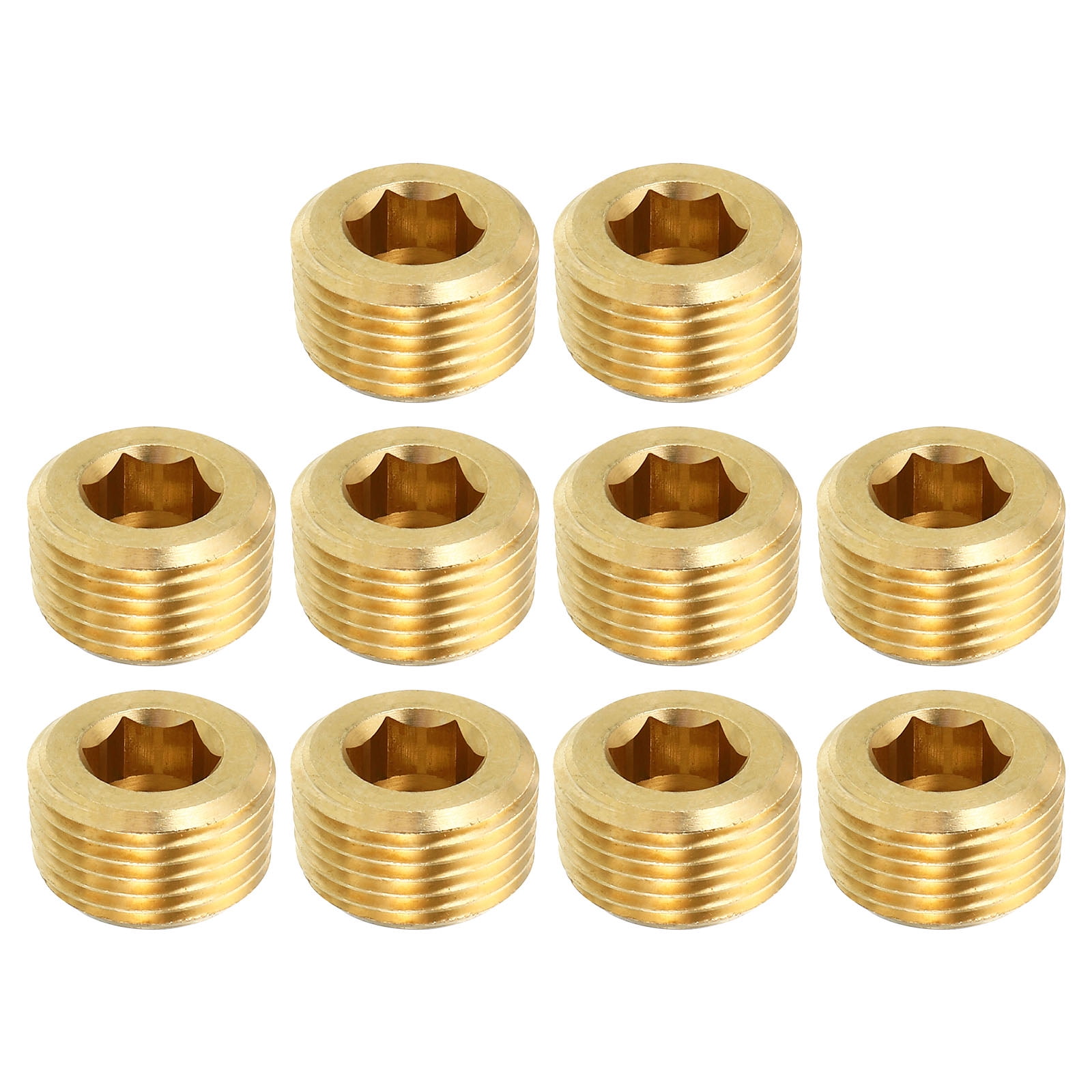 Uxcell 3/8" PT Brass Hex Countersunk Plugs Counter Sunk Internal Hex Thread Socket Pipe Plugs ...