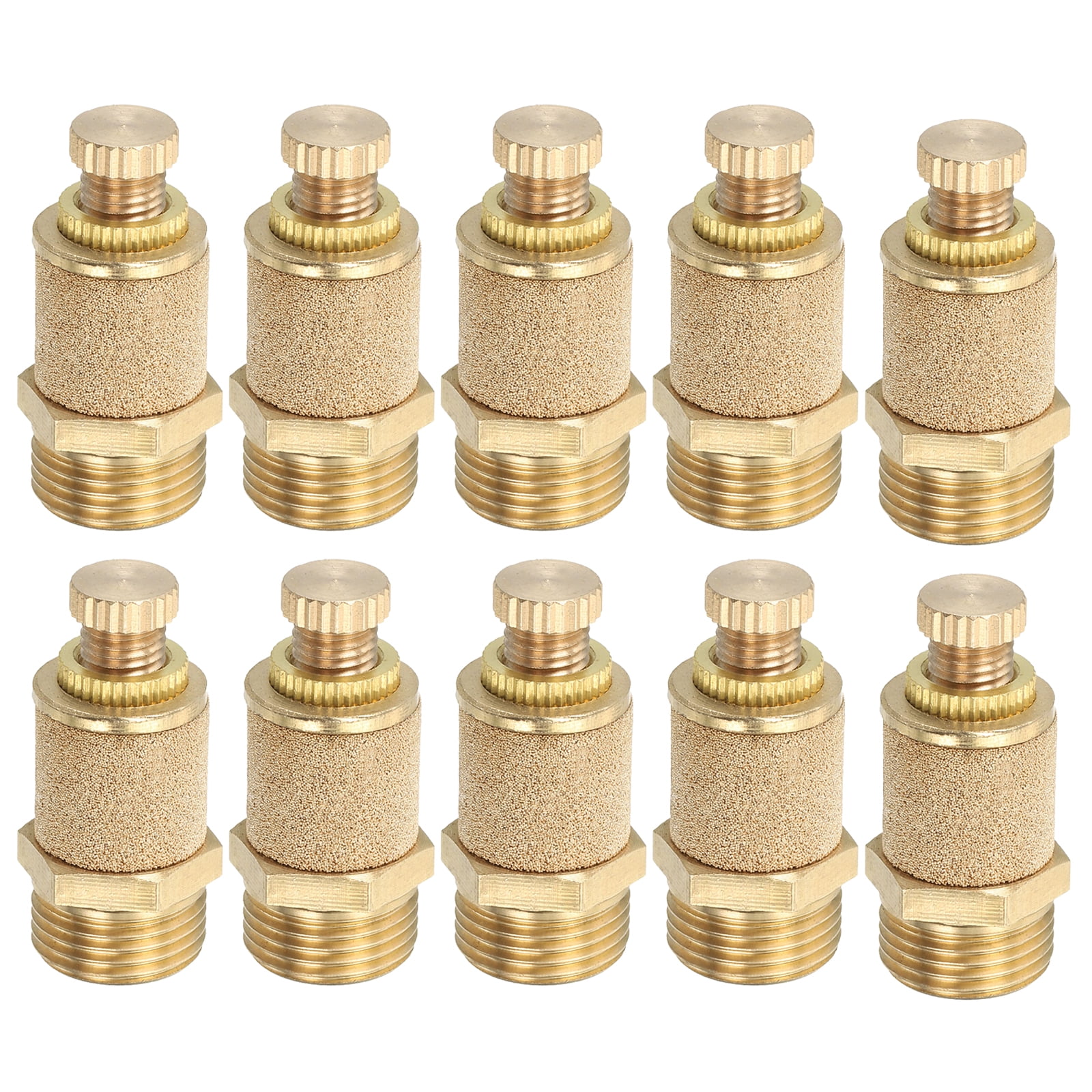 Uxcell 3/8 PT Brass Pneumatic Muffler, 10 Pcs Adjustable Sintered ...
