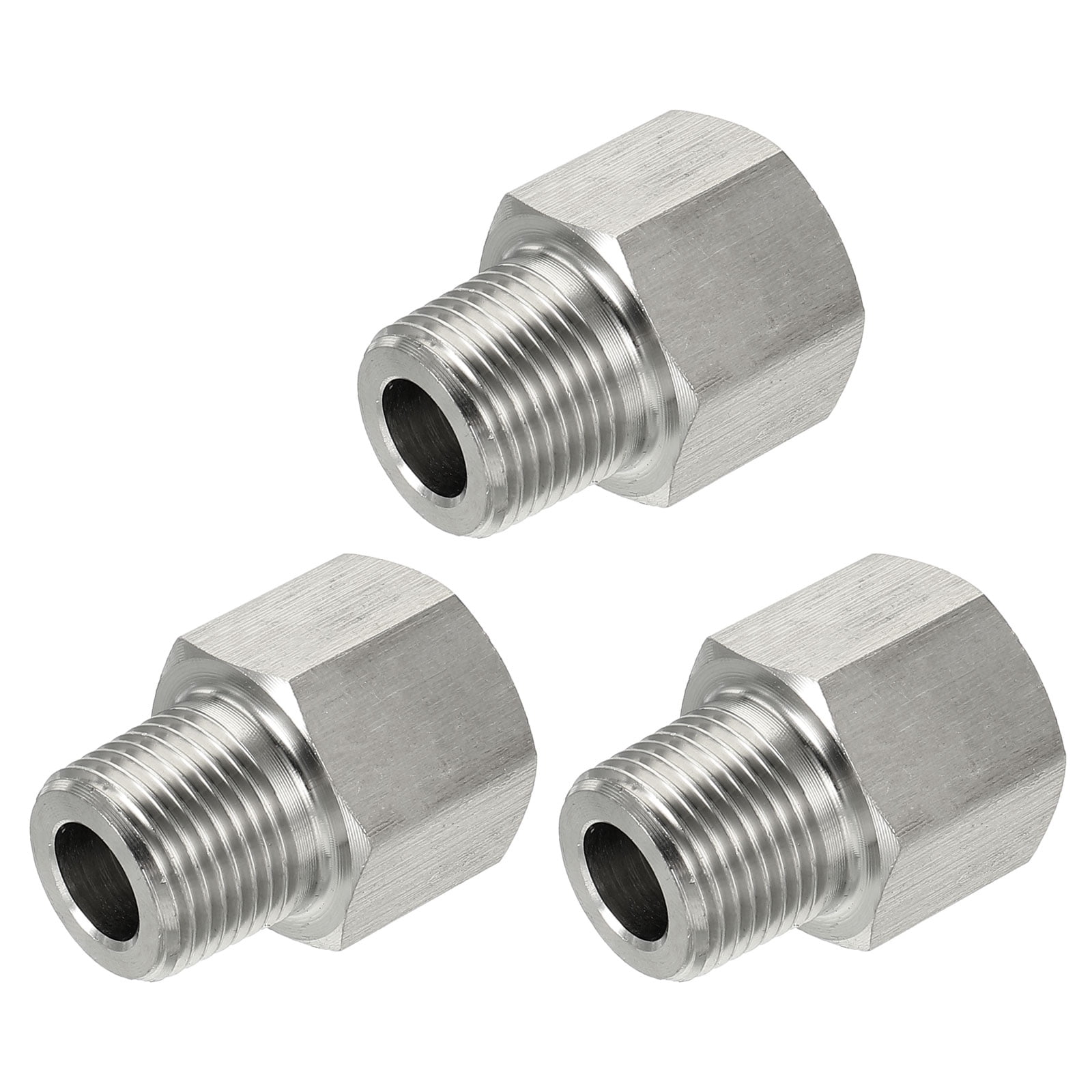 Uxcell 3/8 PT Male to 3/8 PT Female Stainless Steel Pipe Fitting Reducing Hex Bushing 3pcs ...