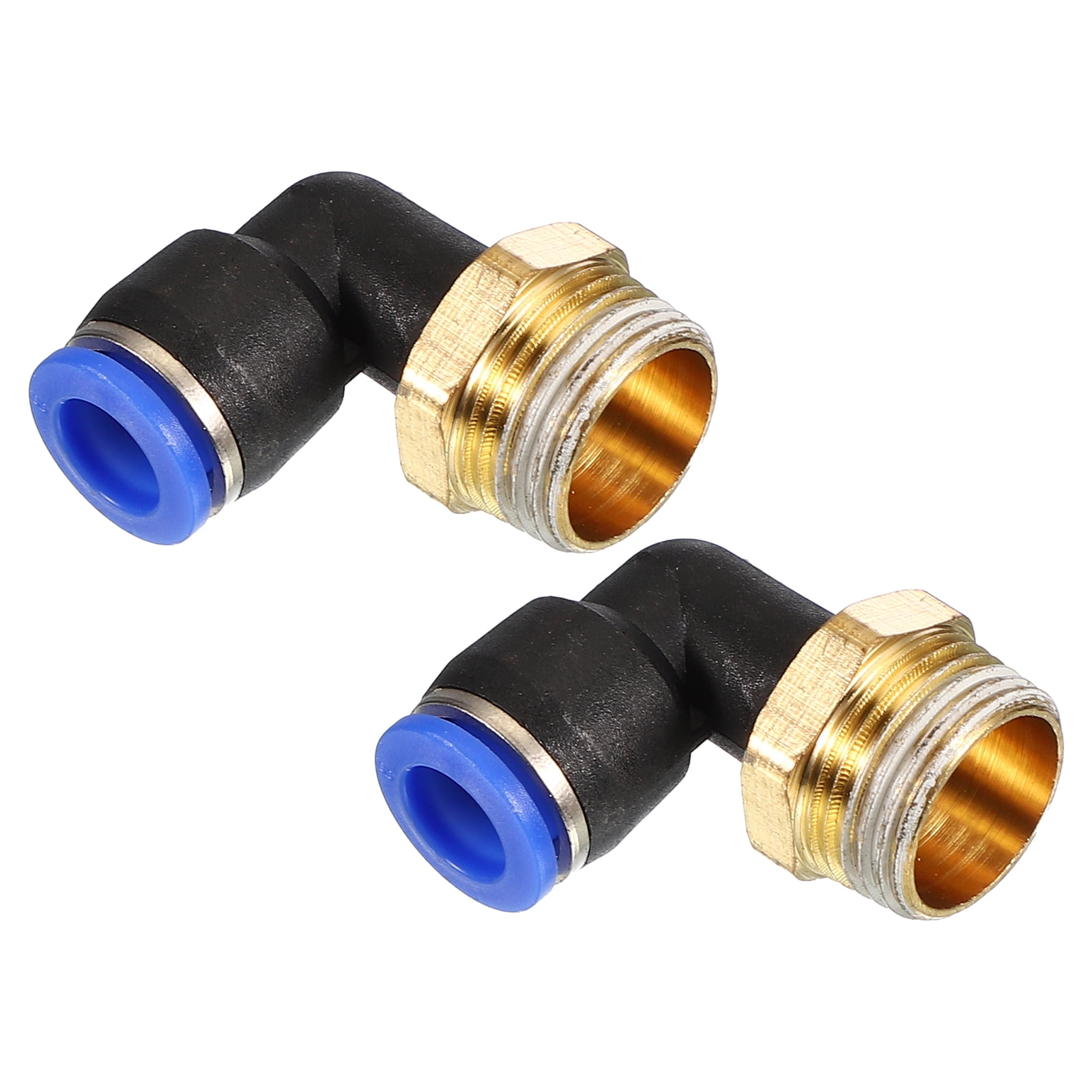 Uxcell 3/8" Push to Connect Fitting 2 Pack PT Male Thread 90 Degree Connect 8mm Tubing Elbow ...
