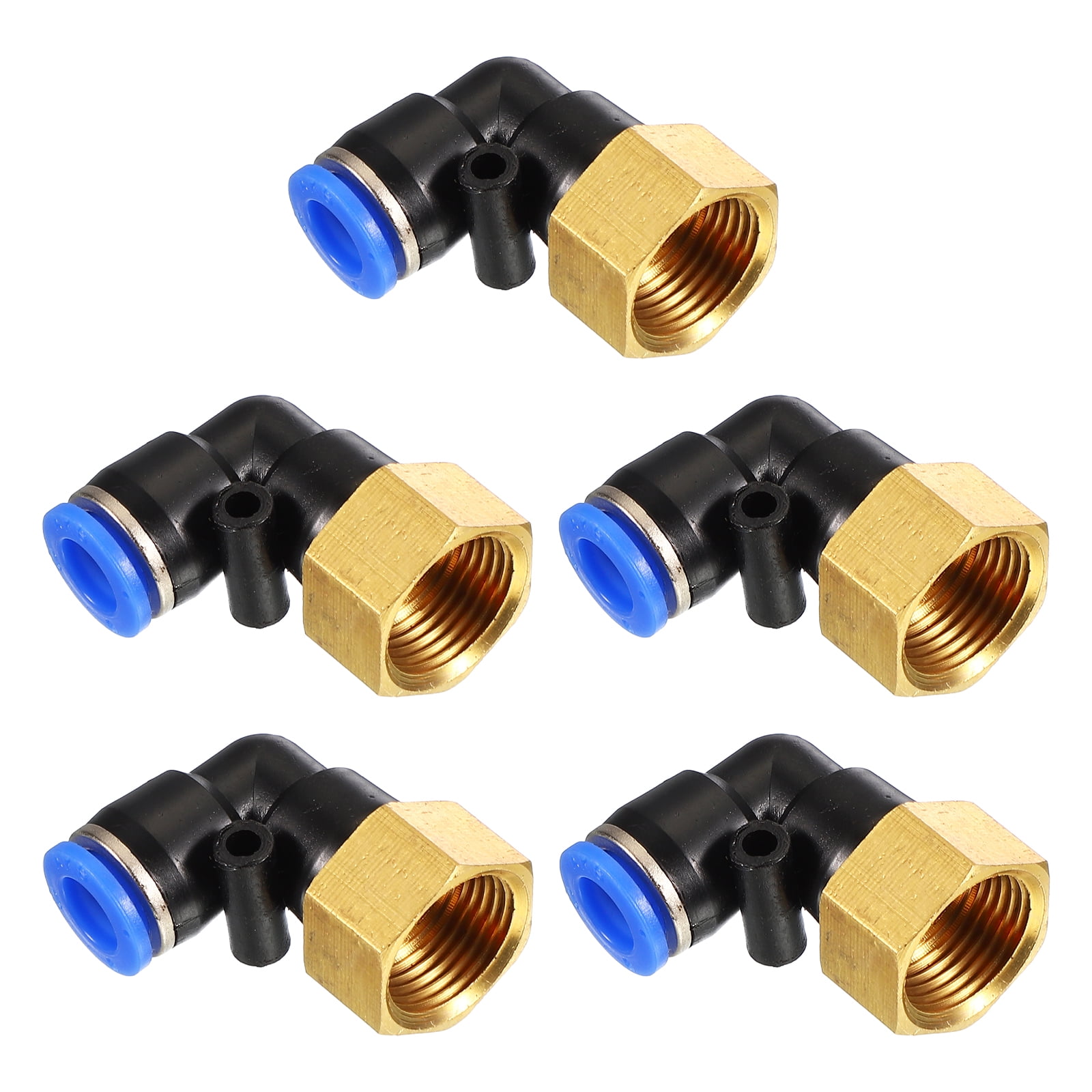 Uxcell 3/8" Push to Connect Fitting 5 Pack PT Female Thread 90 Degree Connect 8mm Tubing Elbow ...