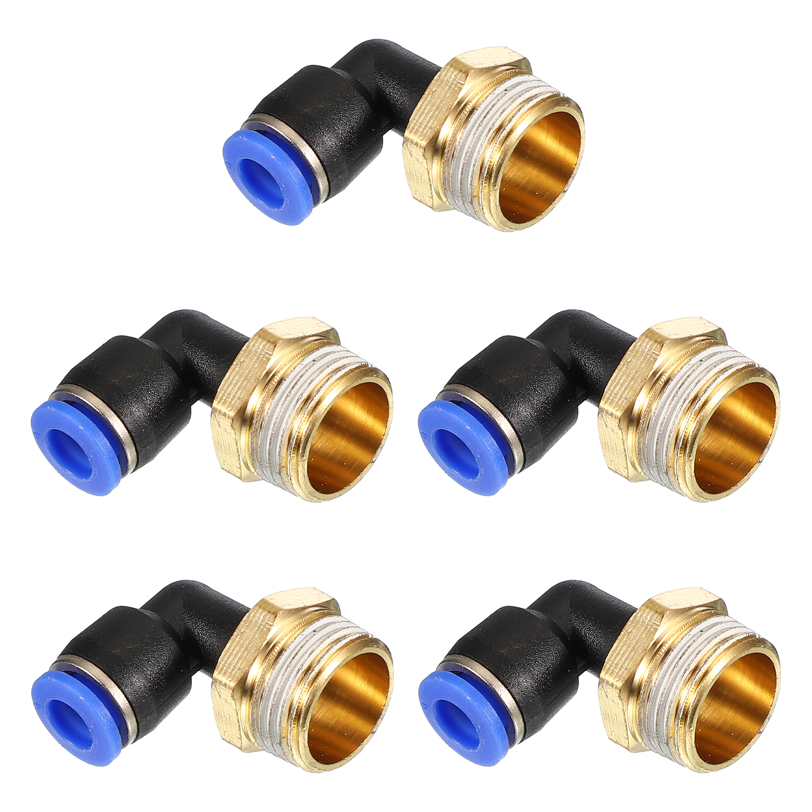 Uxcell 3/8" Push to Connect Fitting 5 Pack PT Male Thread 90 Degree Connect 6mm Tubing Elbow ...