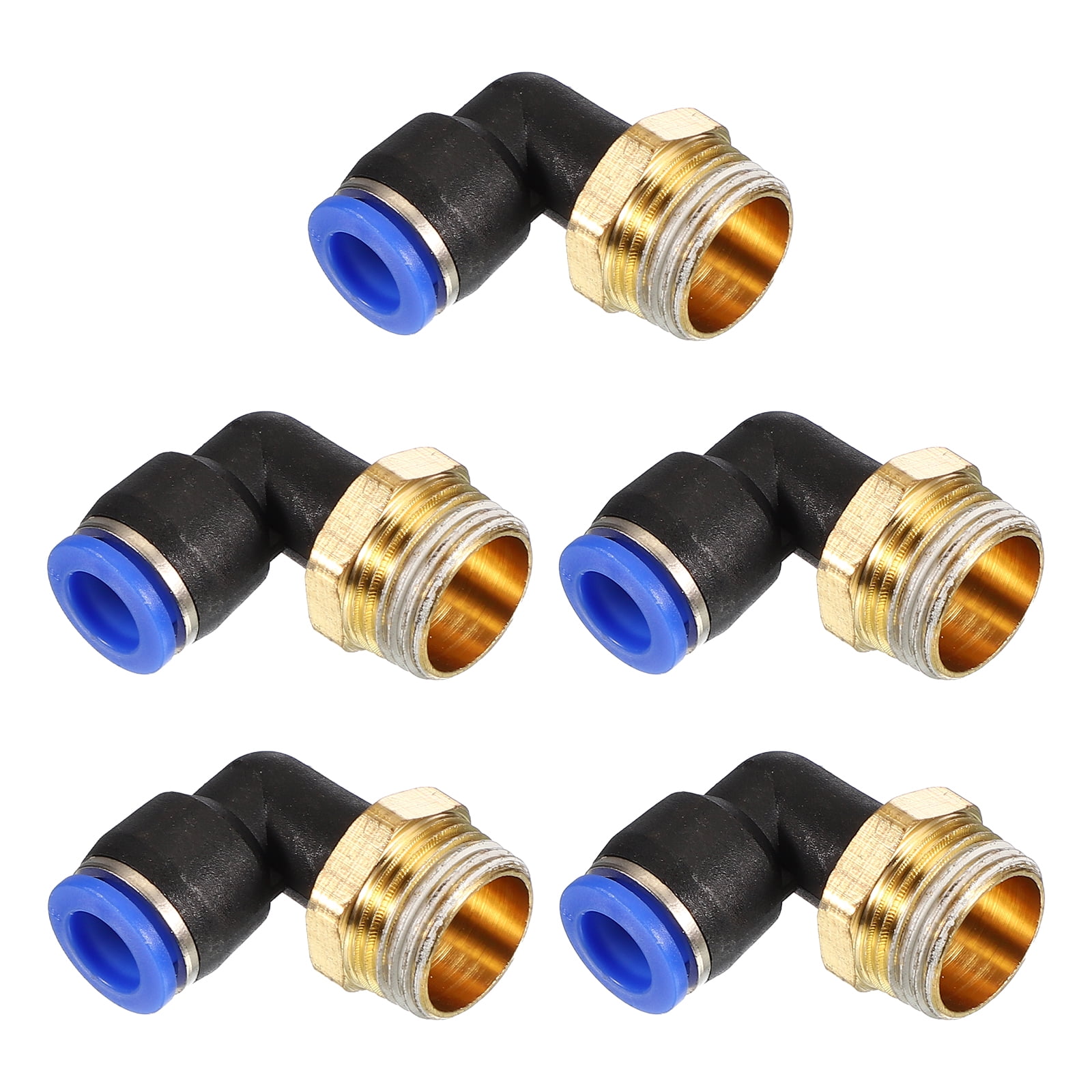 Uxcell 3/8" Push to Connect Fitting 5 Pack PT Male Thread 90 Degree Connect 8mm Tubing Elbow ...
