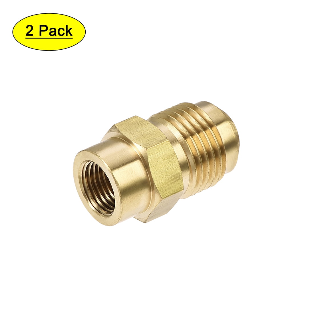 Uxcell 3/8 SAE Flare Male to 1/8NPT Female Tubing Adaptor Brass Pipe ...