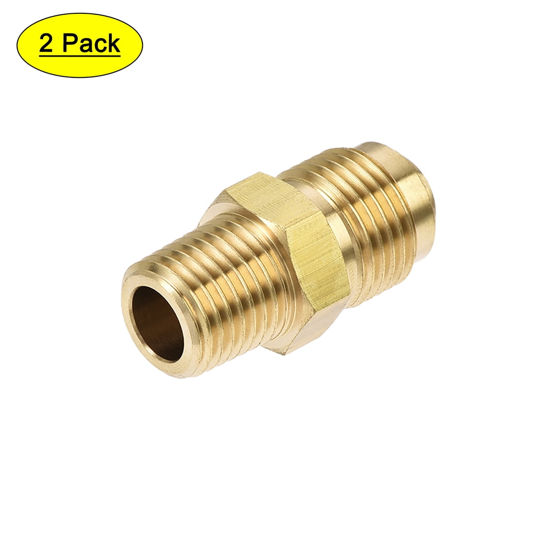Uxcell 3/8 SAE Flare to 1/4NPT Male Tubing Adapter Brass Pipe Fitting 2 Pack - Walmart.com