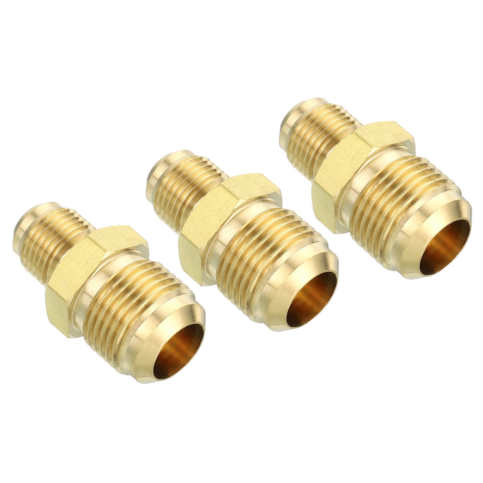 Uxcell 3/8 SAE Male x 5/8 SAE Male Brass Flare Union Connector, 3 Pcs Gas Adapter Brass Tube ...