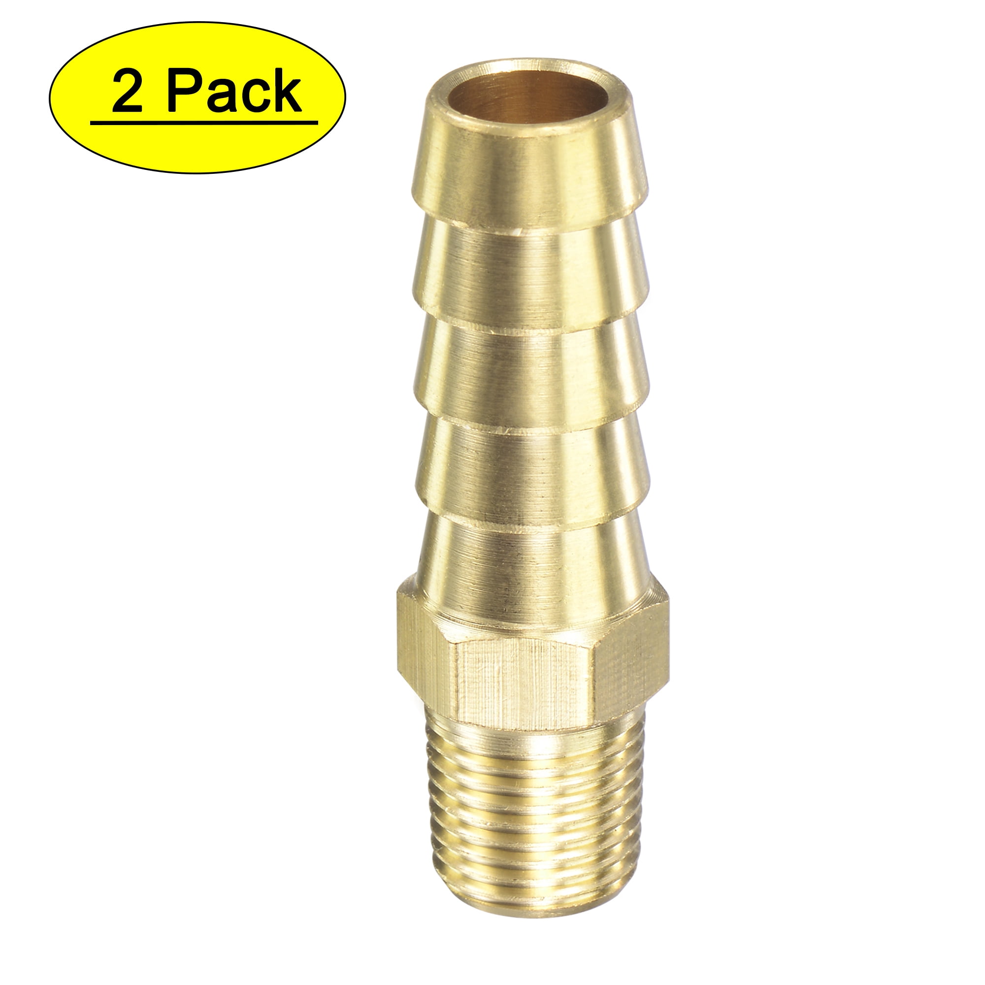 Uxcell 3/8 inch x NPT 1/8 Male Thread Brass Hose Barb Fitting Straight Pipe Connector 2 Count ...